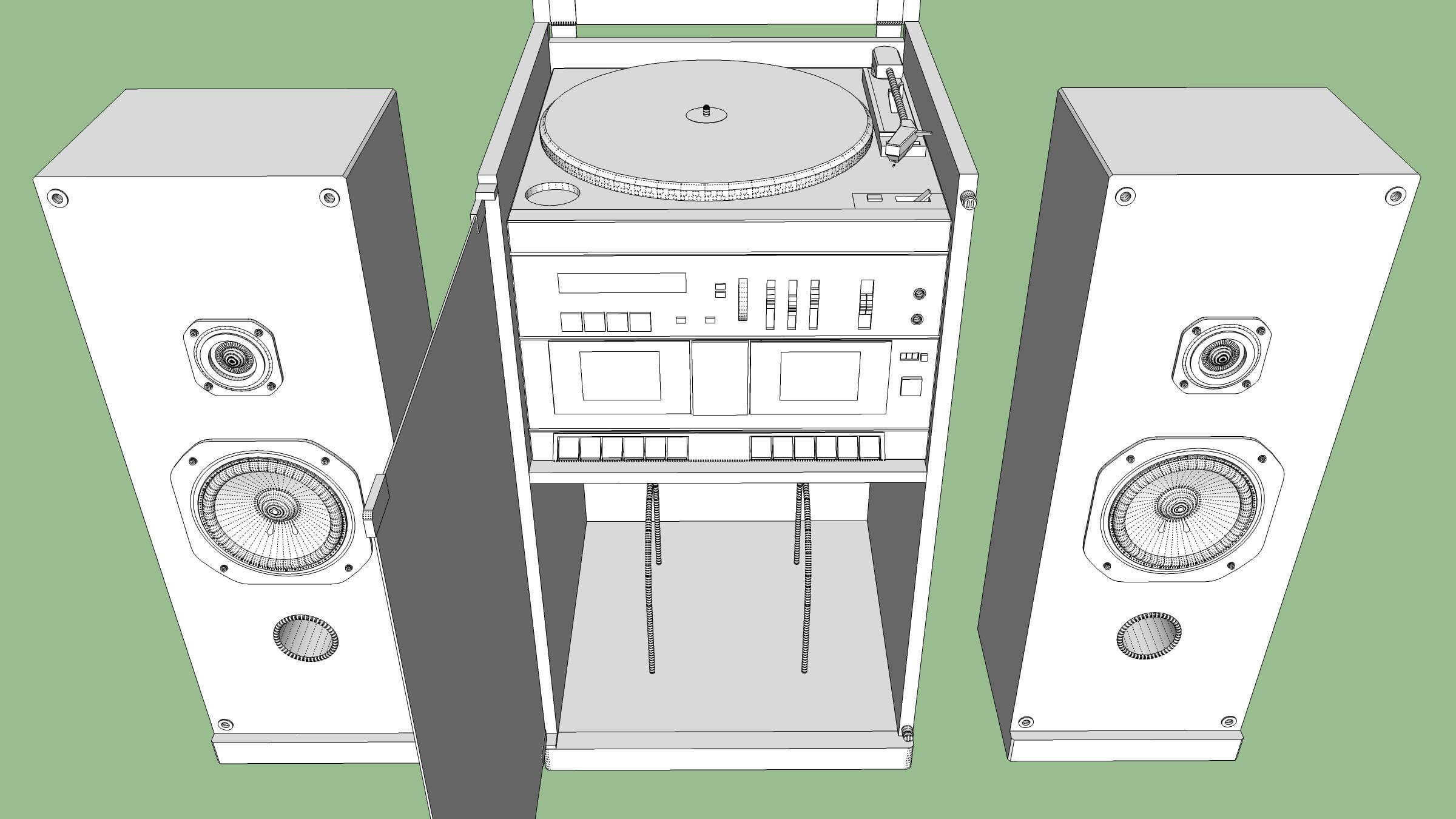 Stereo System With Turntable and Cassette Player Circa 1985 - 3D Model ...