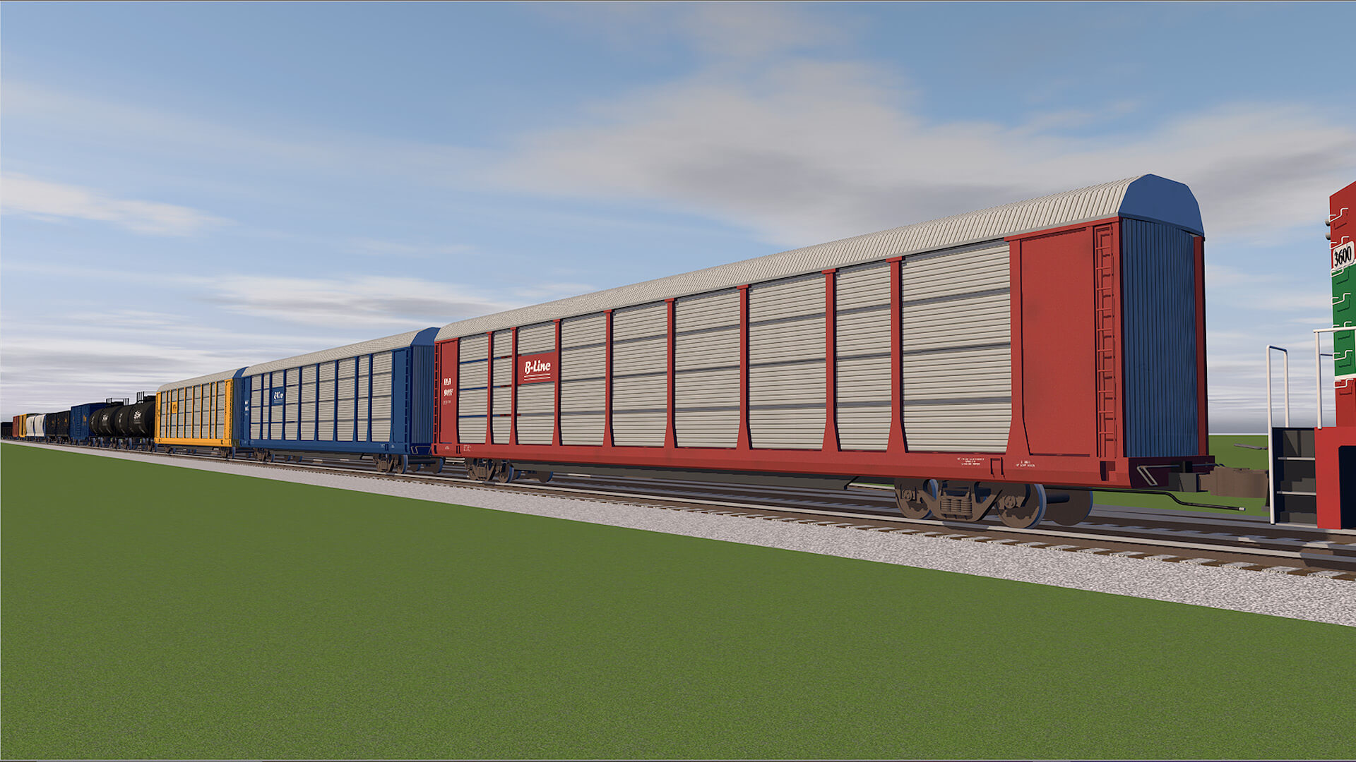 Train Car - Autorack - Car Carrier 3D Model by SpiritSwitchboard