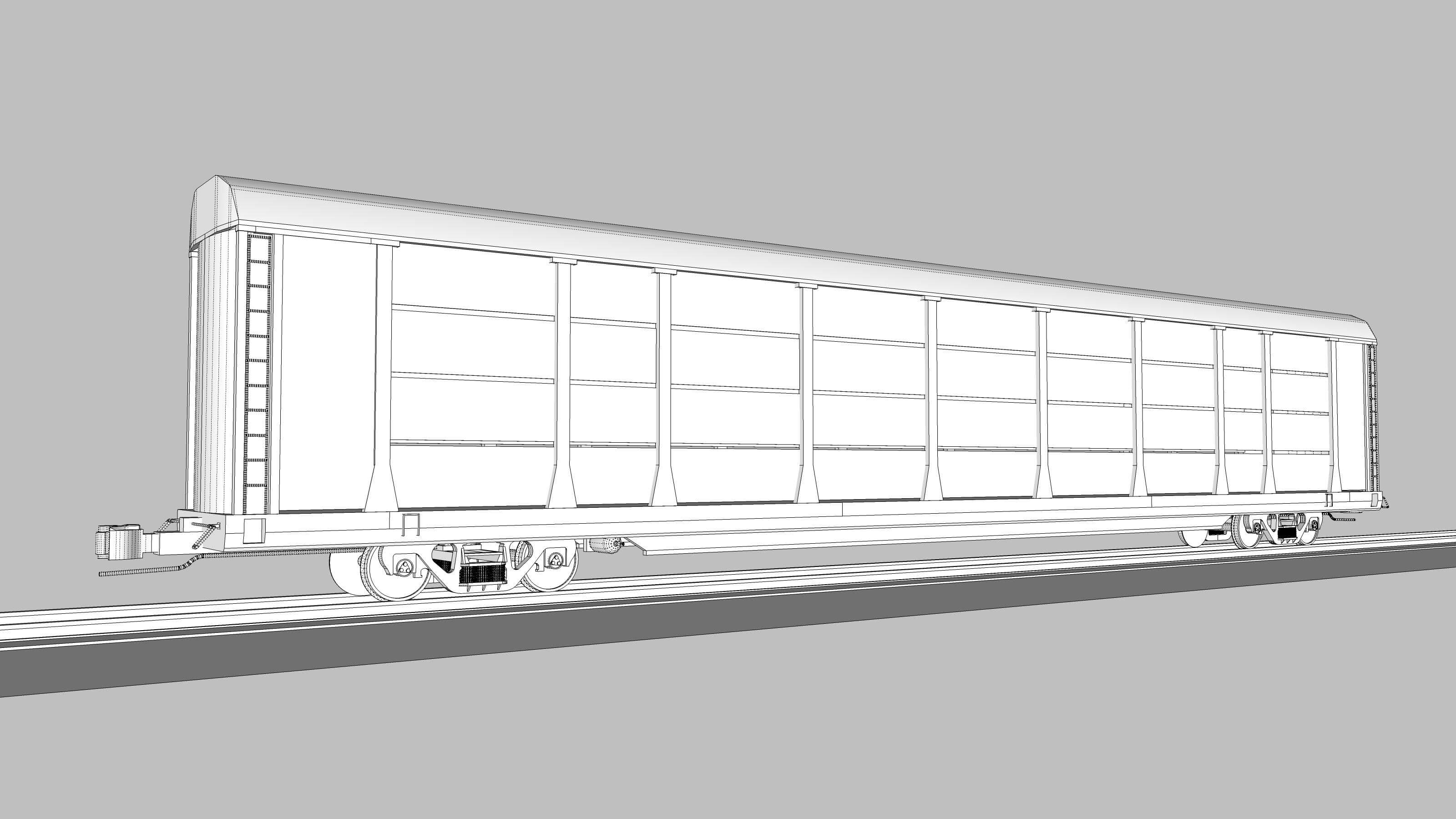 Train Car - Autorack - Car Carrier 3D Model by SpiritSwitchboard