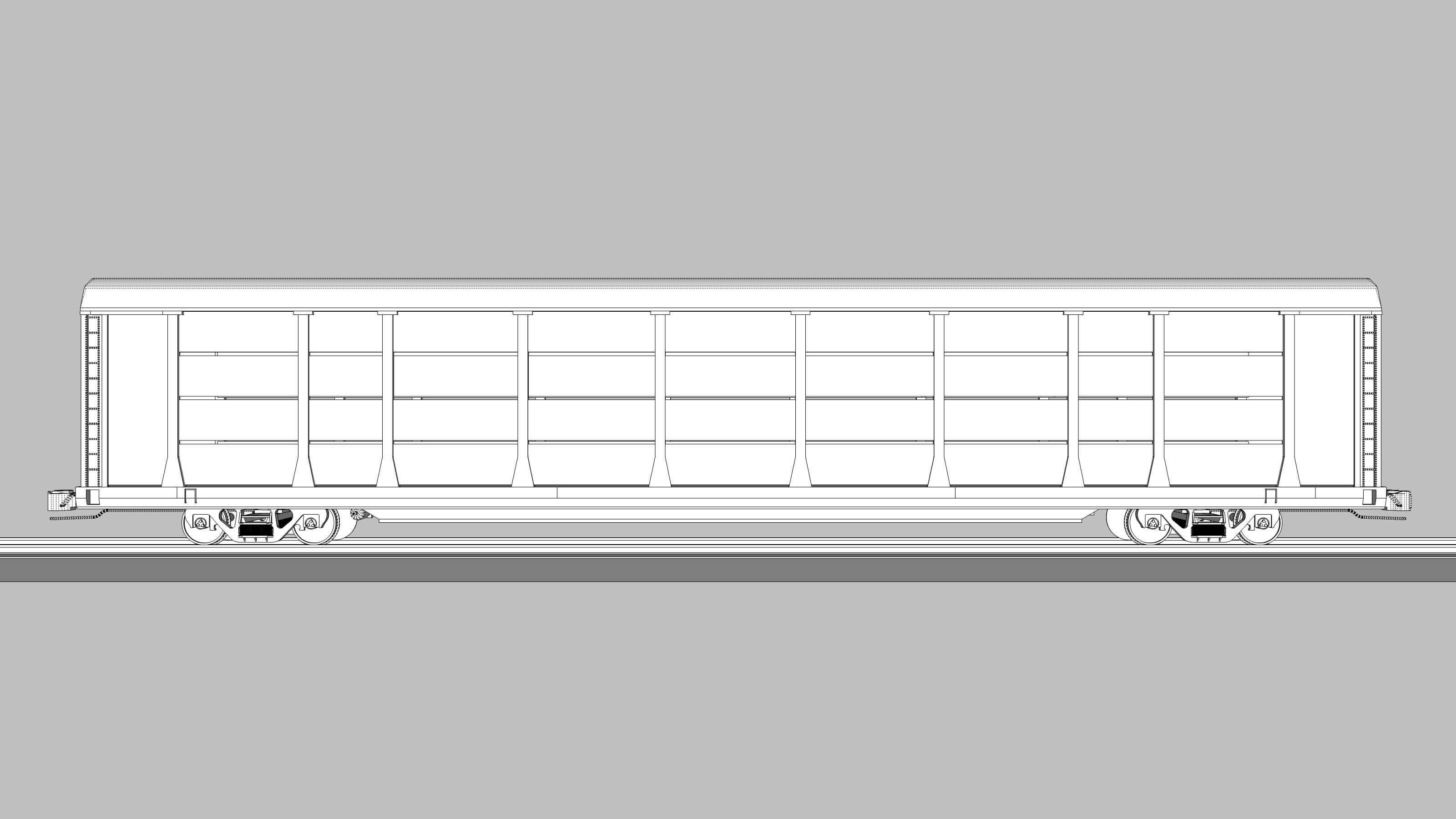 Train Car - Autorack - Car Carrier 3D Model by SpiritSwitchboard