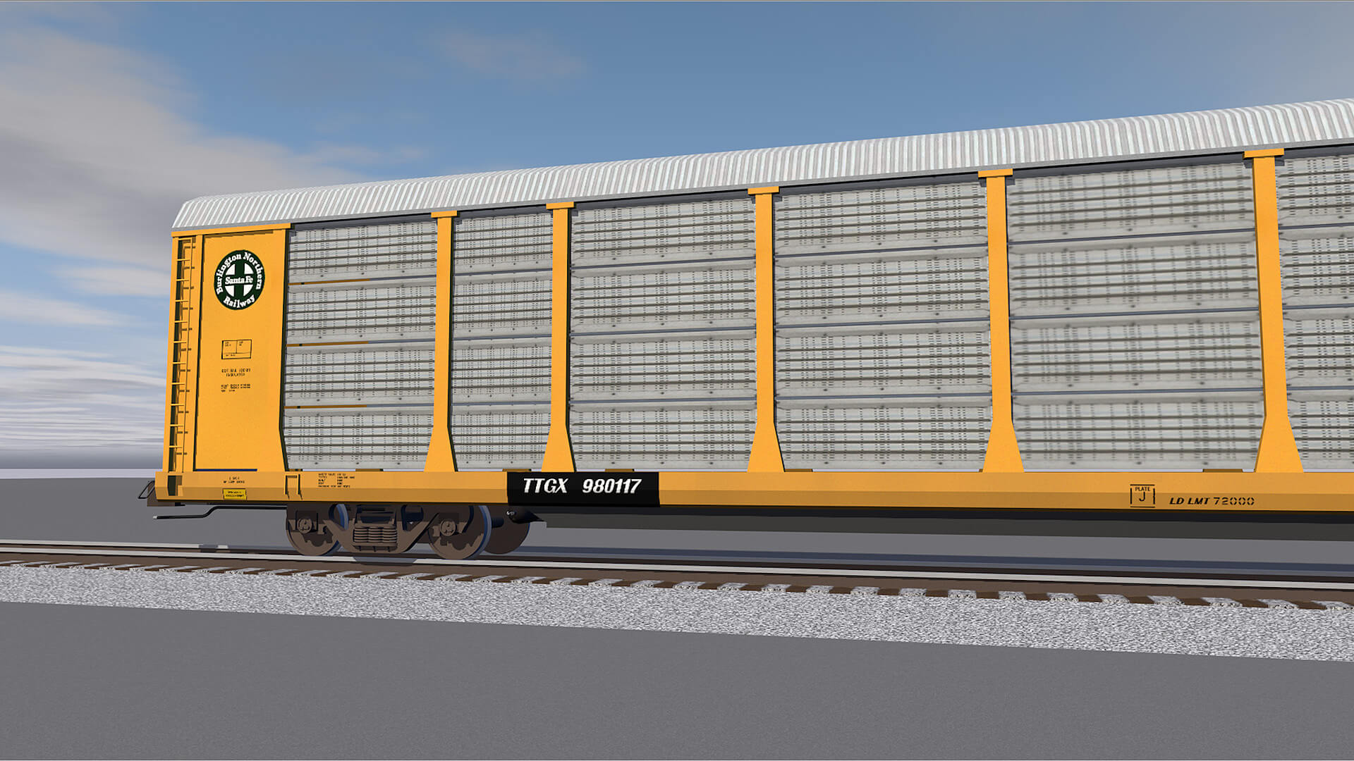 Train Car - Bnsf Autorack - Car Carrier 3D Model by SpiritSwitchboard