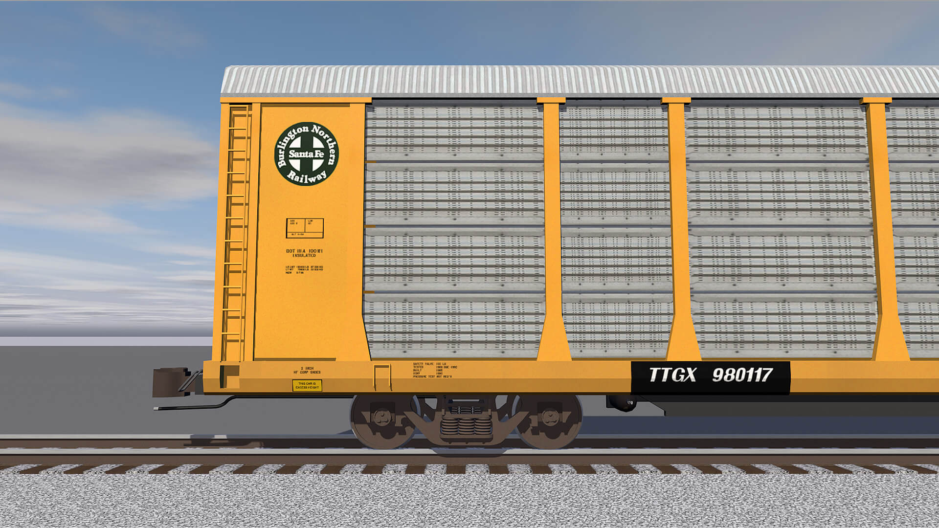 Train Car - Bnsf Autorack - Car Carrier 3D Model by SpiritSwitchboard