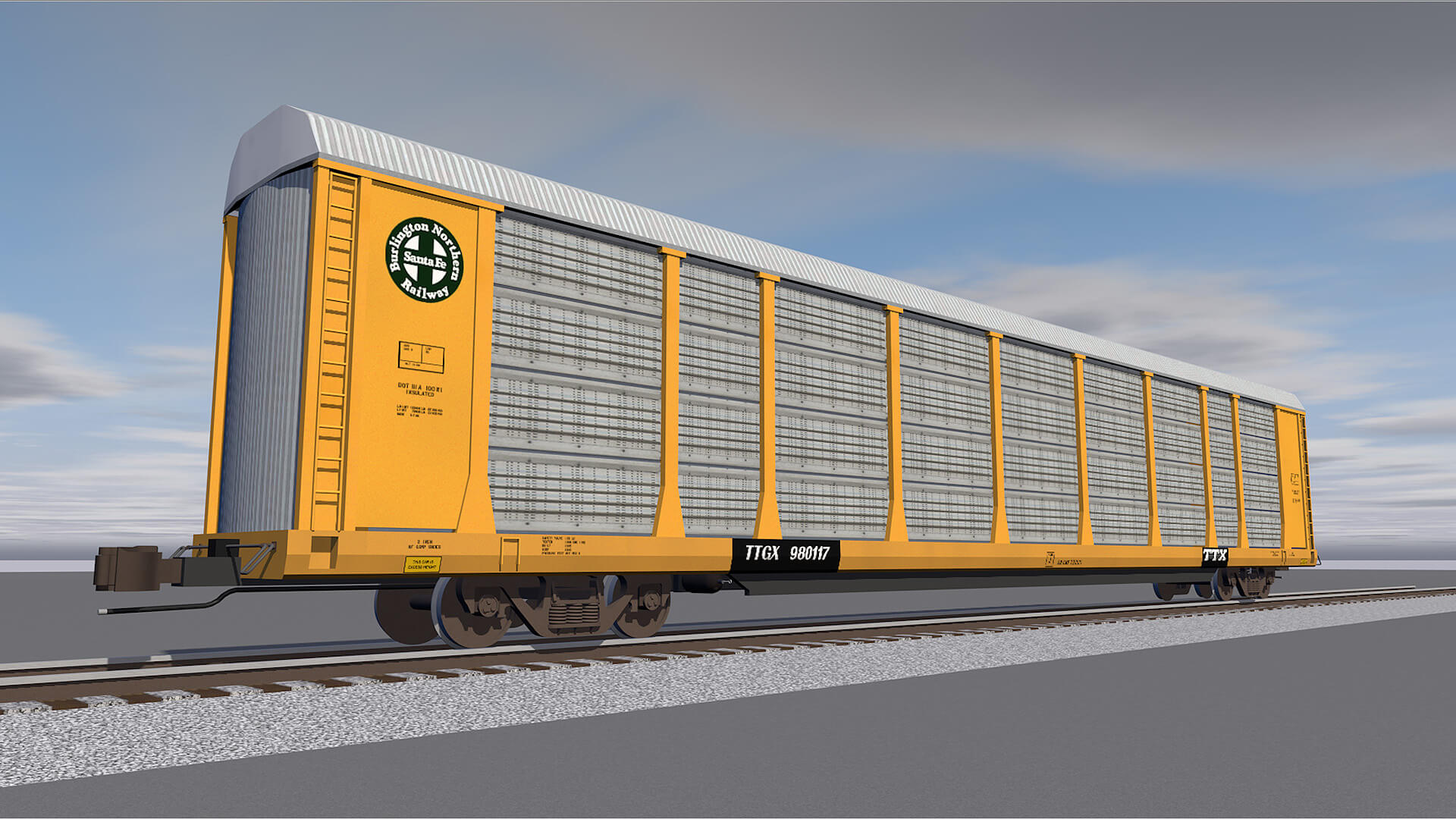 Train Car - Bnsf Autorack - Car Carrier 3D Model by SpiritSwitchboard