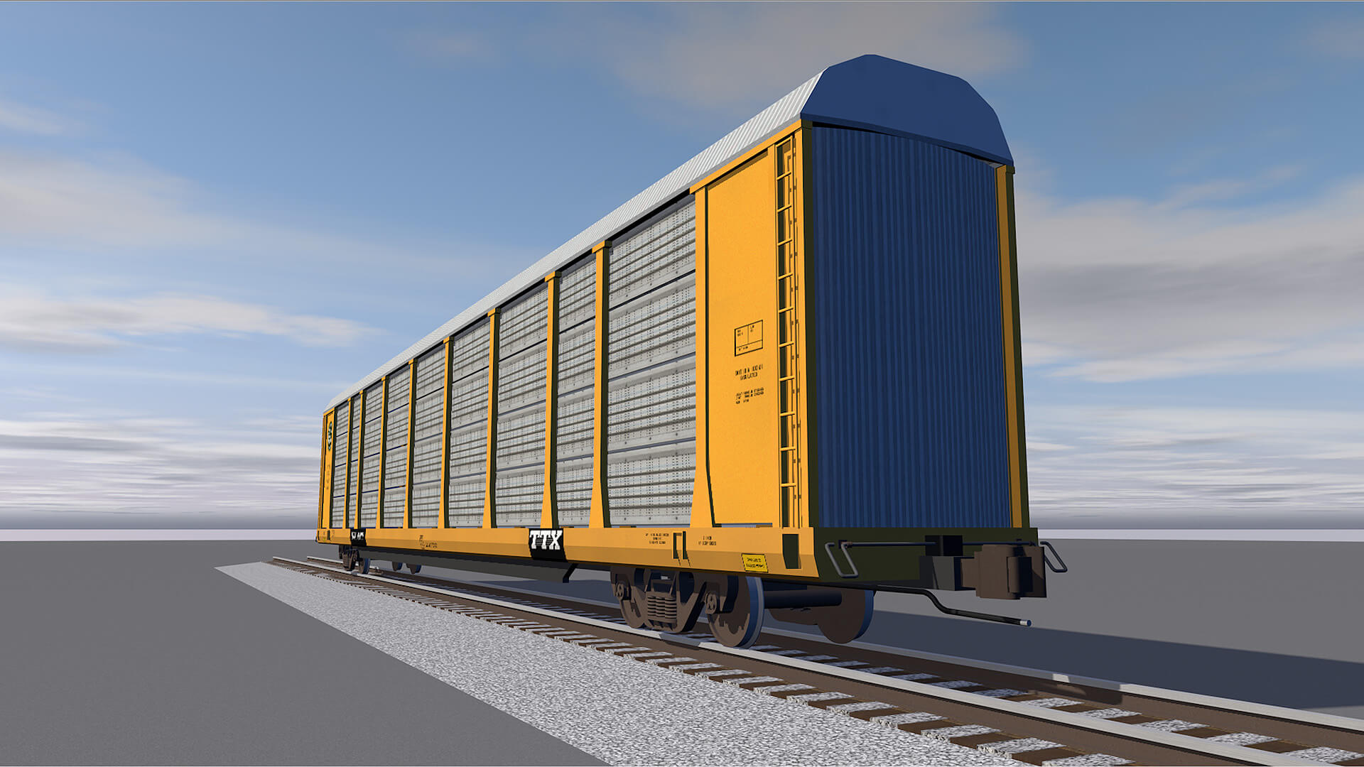 Train Car - Bnsf Autorack - Car Carrier 3D Model by SpiritSwitchboard