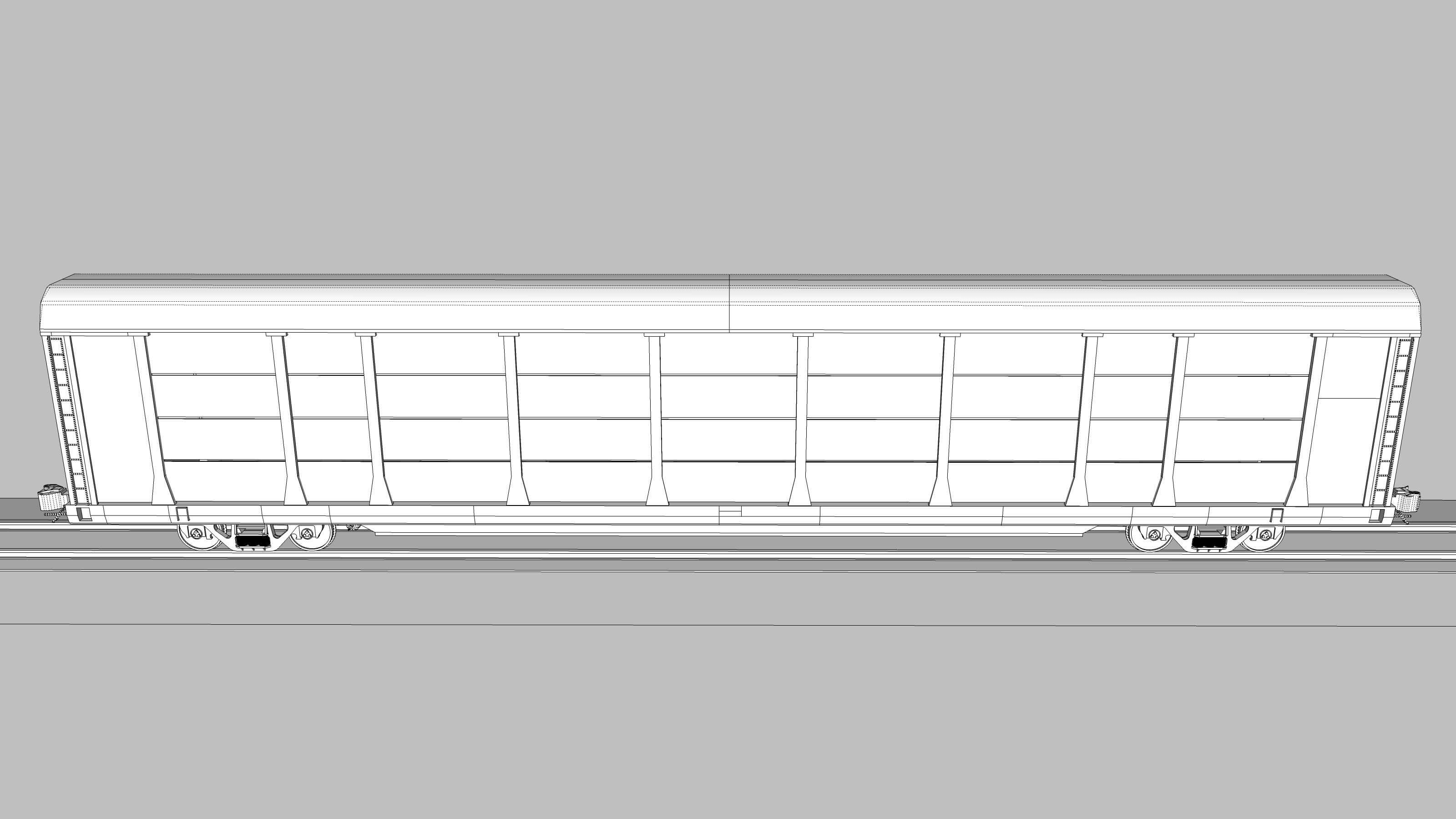 Train Car - Bnsf Autorack - Car Carrier 3D Model by SpiritSwitchboard