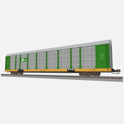 Train Car - Burlington Northern Autorack 3D Model by SpiritSwitchboard