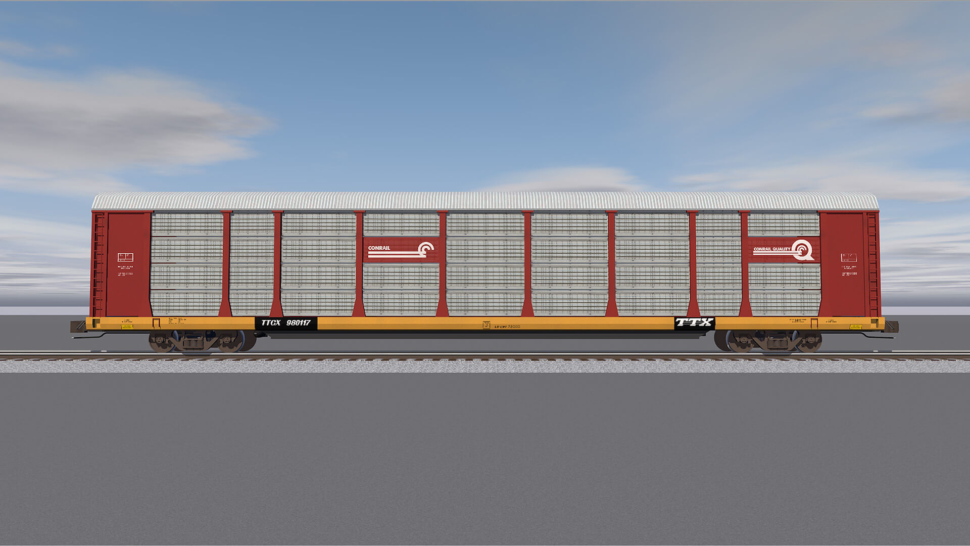 Train Car - Conrail Autorack - Car Carrier 3D Model by SpiritSwitchboard