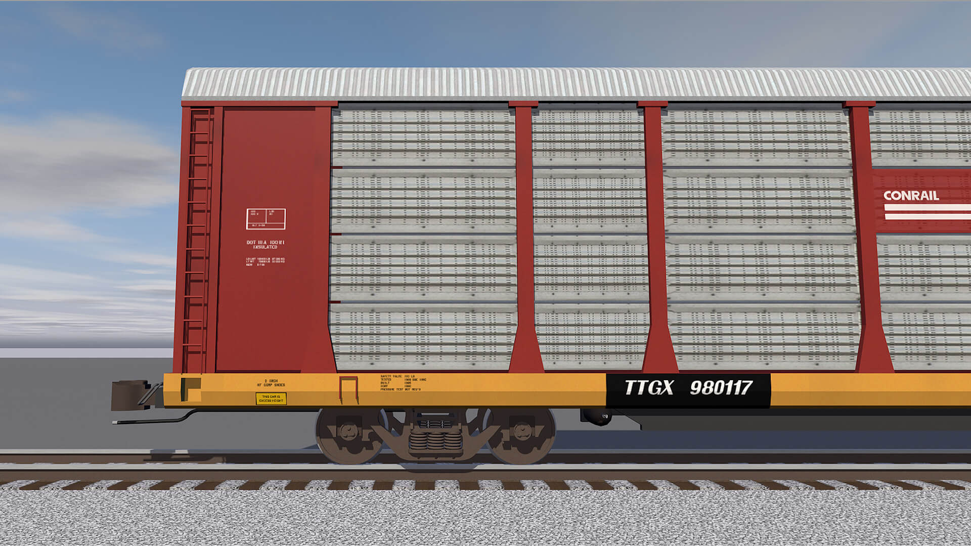 Train Car - Conrail Autorack - Car Carrier 3D Model by SpiritSwitchboard