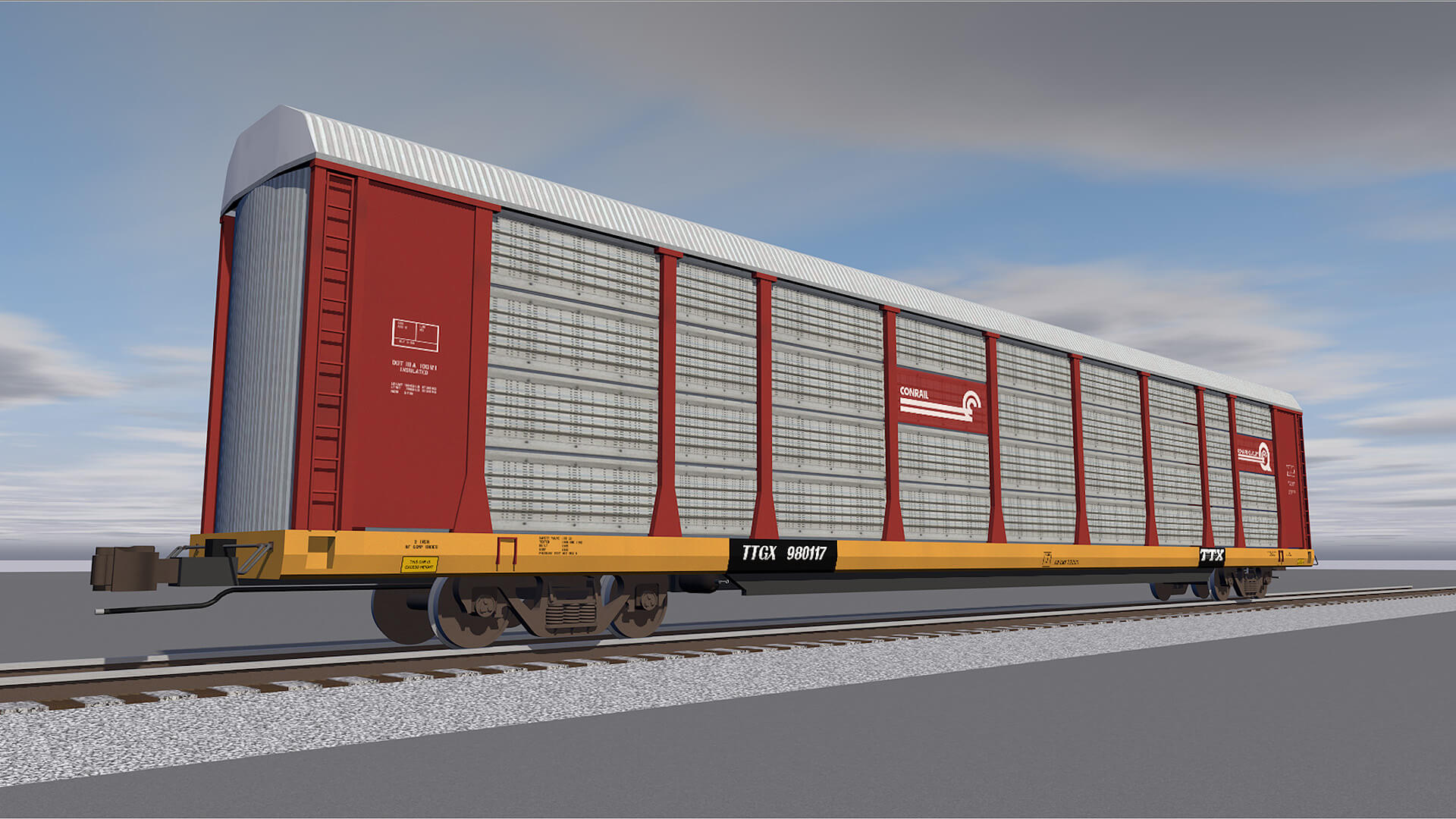 Train Car - Conrail Autorack - Car Carrier 3D Model by SpiritSwitchboard