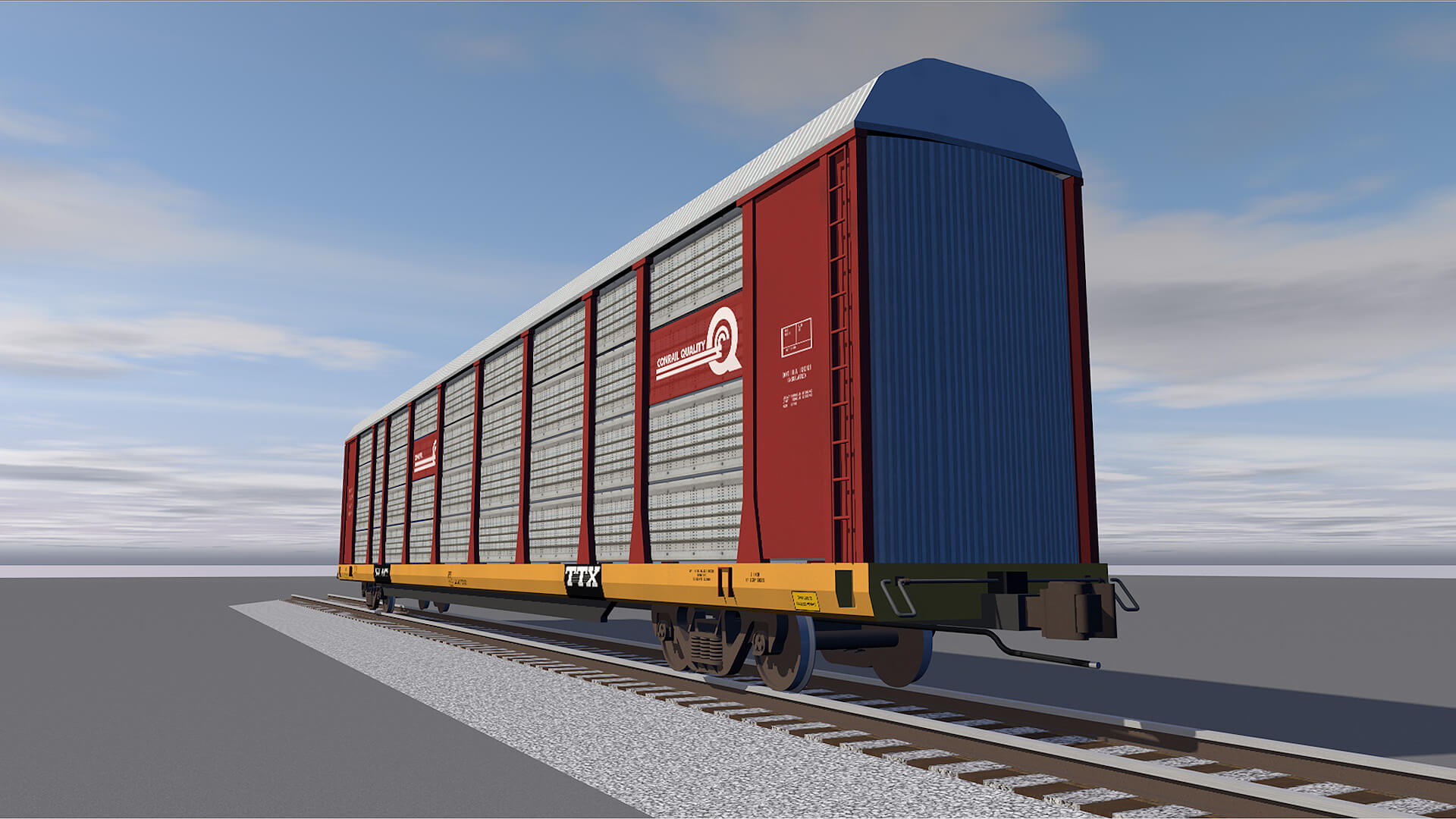 Train Car - Conrail Autorack - Car Carrier 3D Model by SpiritSwitchboard