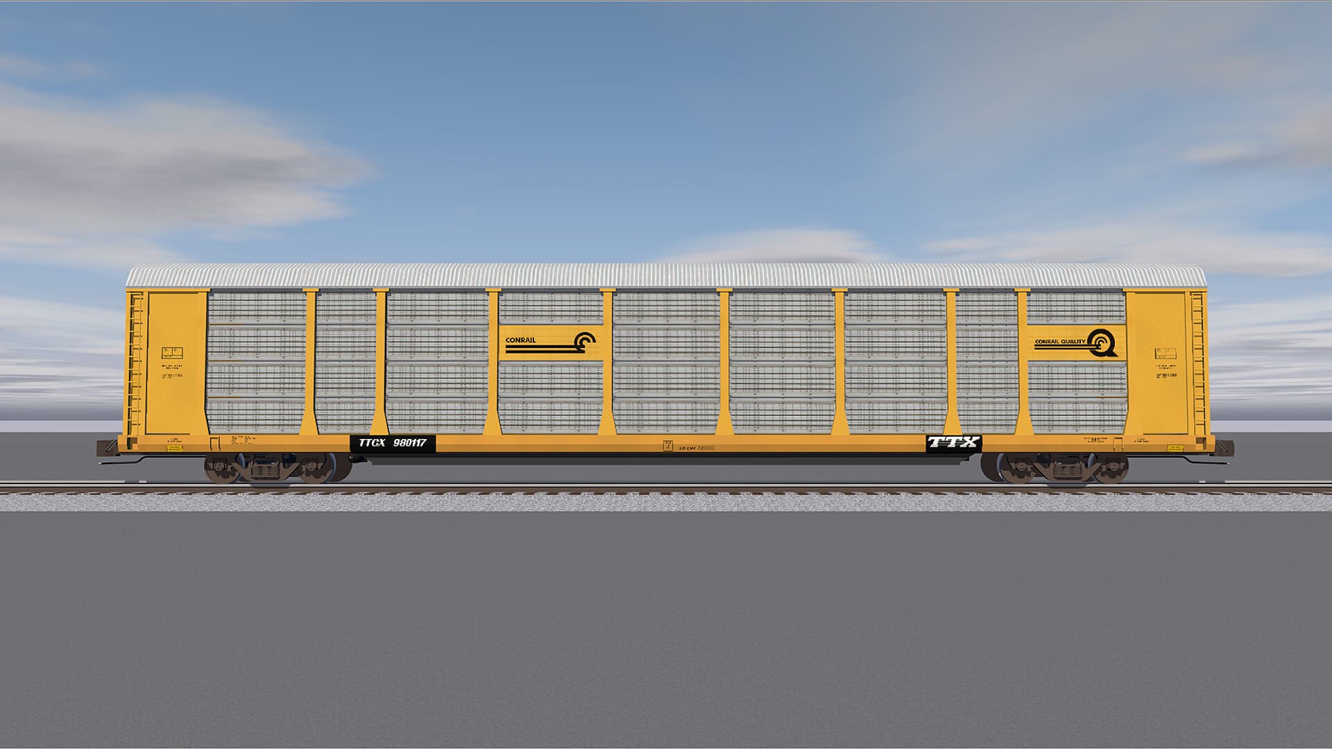 Train Car - Conrail Autorack - Car Carrier 3D Model by SpiritSwitchboard