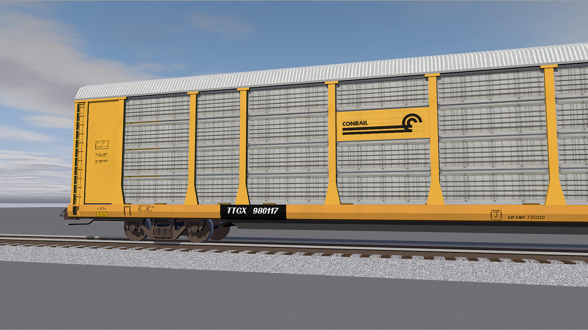 Train Car - Conrail Autorack - Car Carrier 3D Model by SpiritSwitchboard