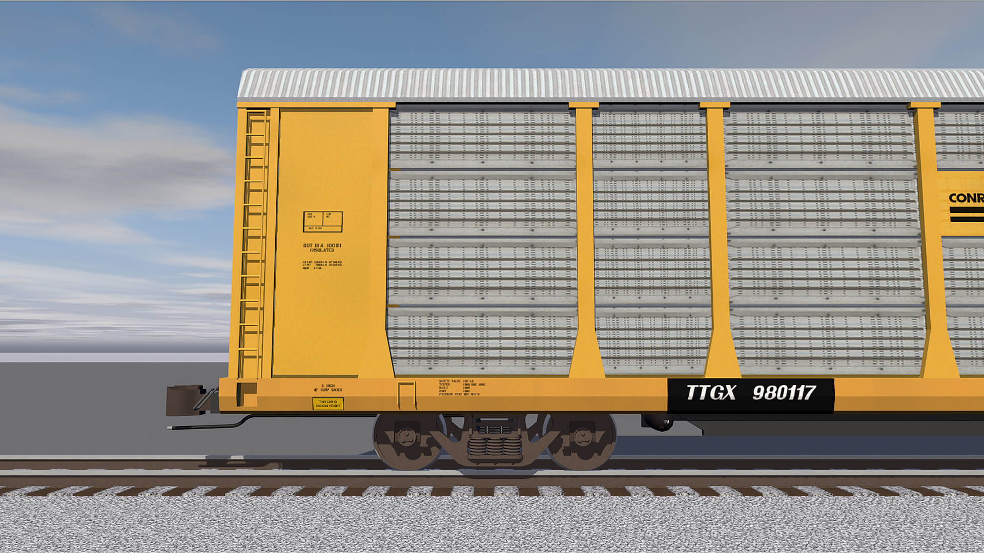 Train Car - Conrail Autorack - Car Carrier 3D Model by SpiritSwitchboard