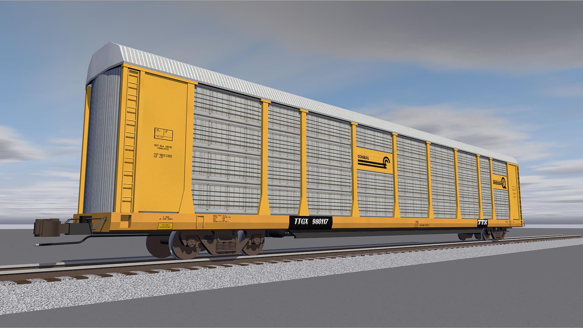 Train Car - Conrail Autorack - Car Carrier 3D Model by SpiritSwitchboard