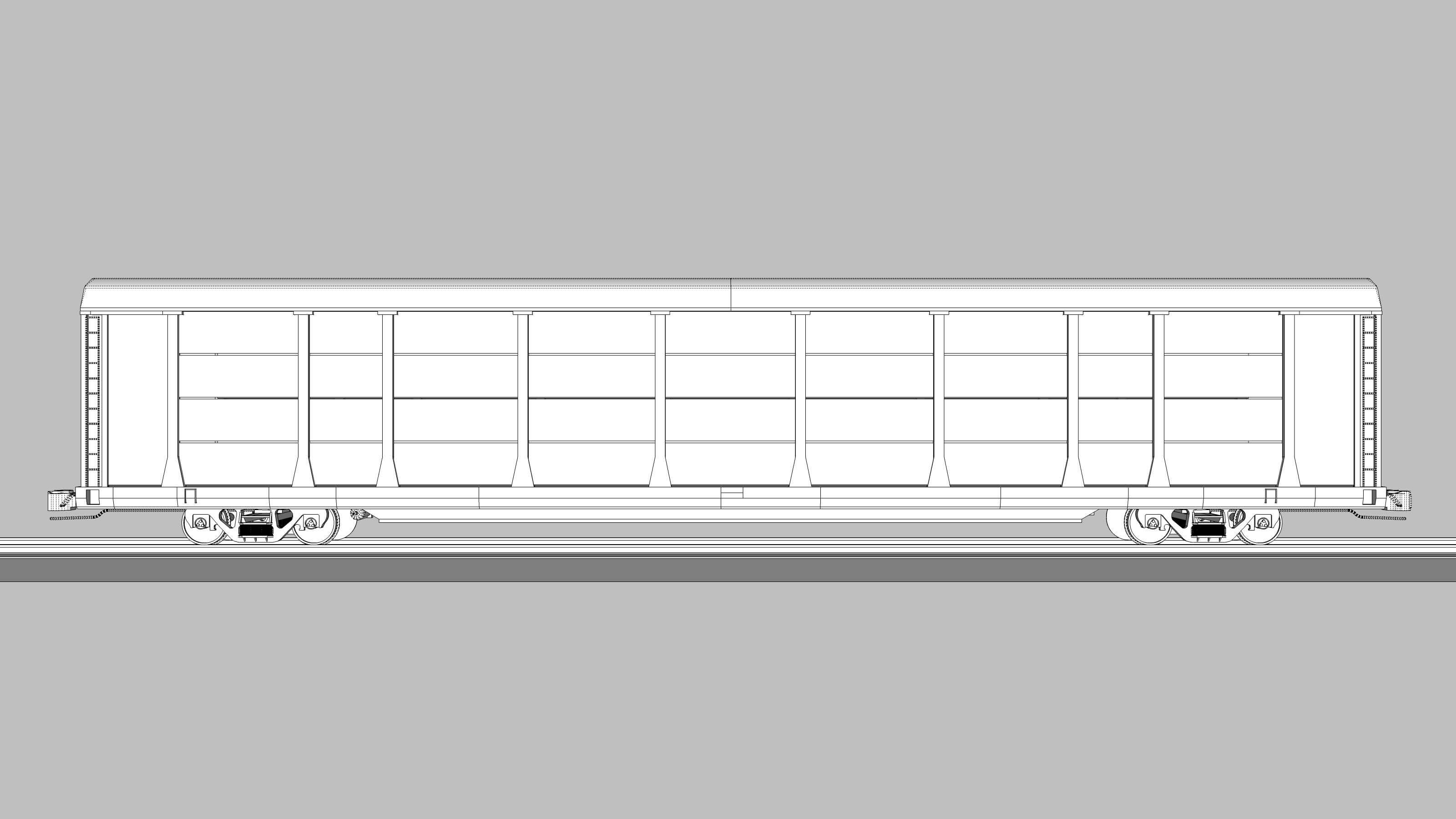 Train Car - Conrail Autorack - Car Carrier 3D Model by SpiritSwitchboard