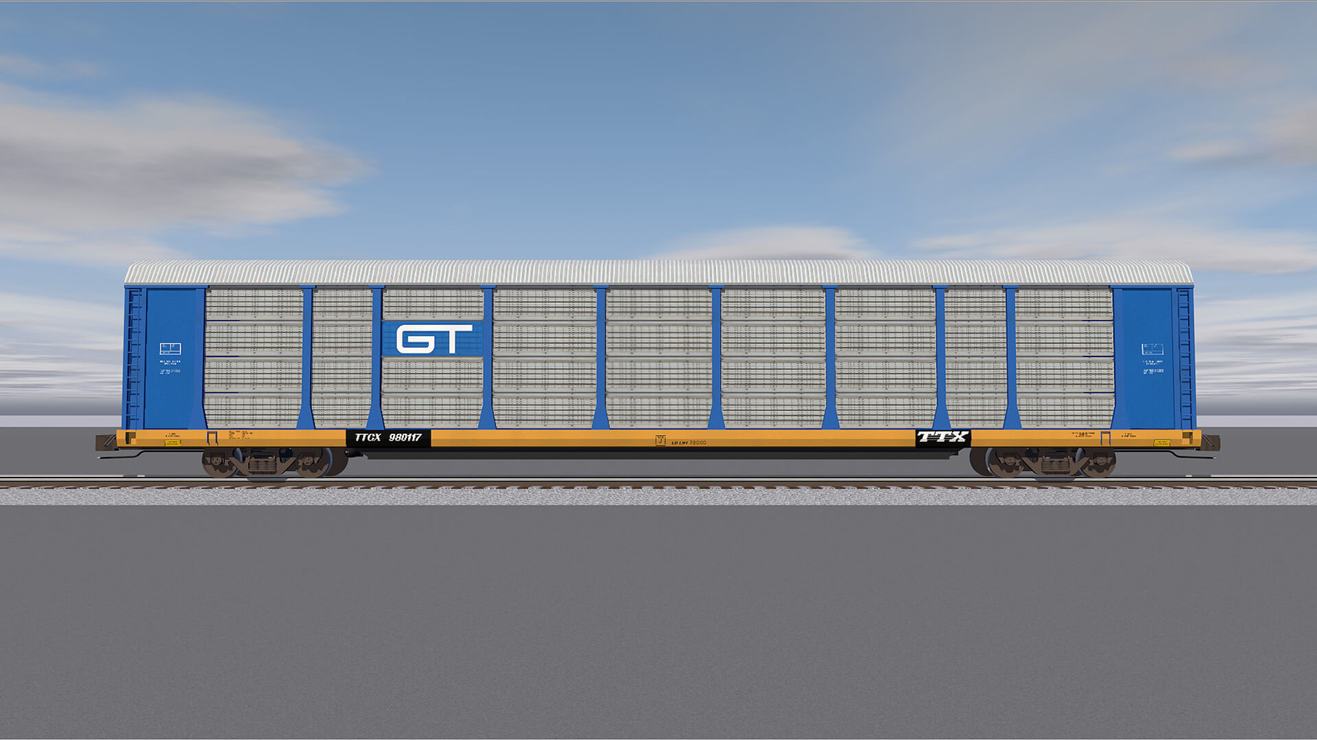 Train Car - GT Autorack - Car Carrier 3D Model by SpiritSwitchboard