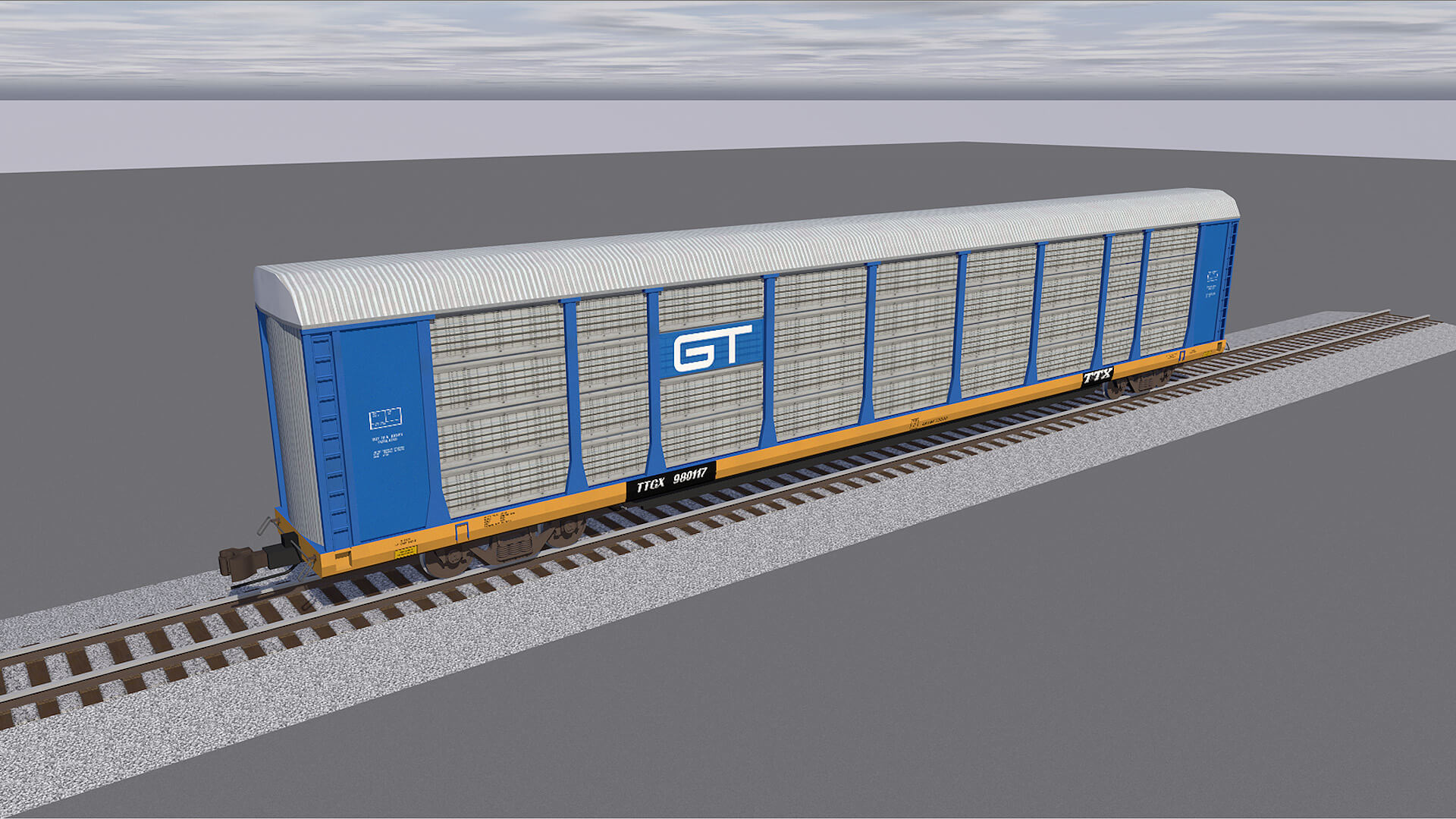 Train Car - GT Autorack - Car Carrier 3D Model by SpiritSwitchboard