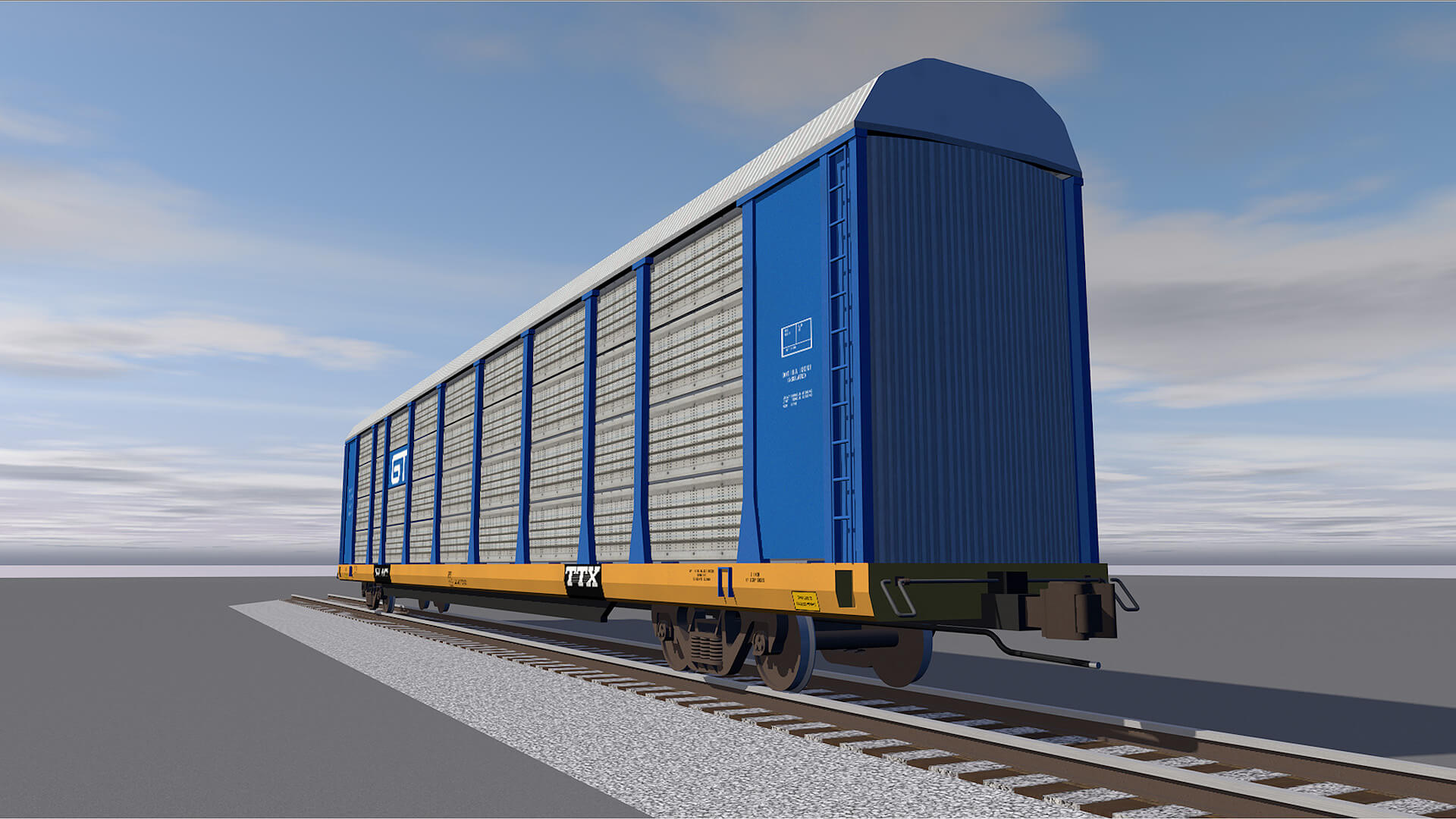 Train Car - GT Autorack - Car Carrier 3D Model by SpiritSwitchboard