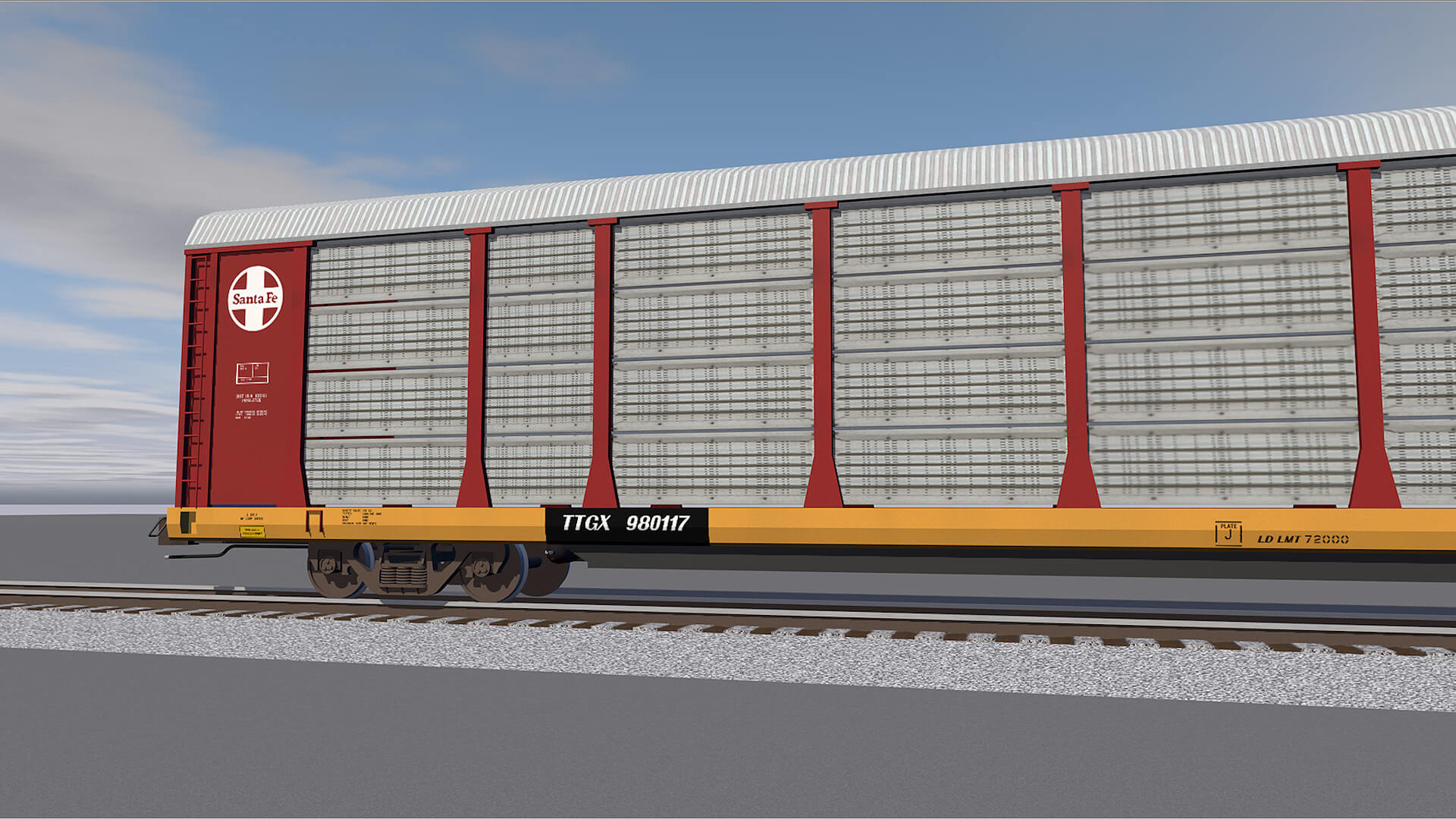 Train Car - Santa FE Autorack - Car Carrier 3D Model by SpiritSwitchboard