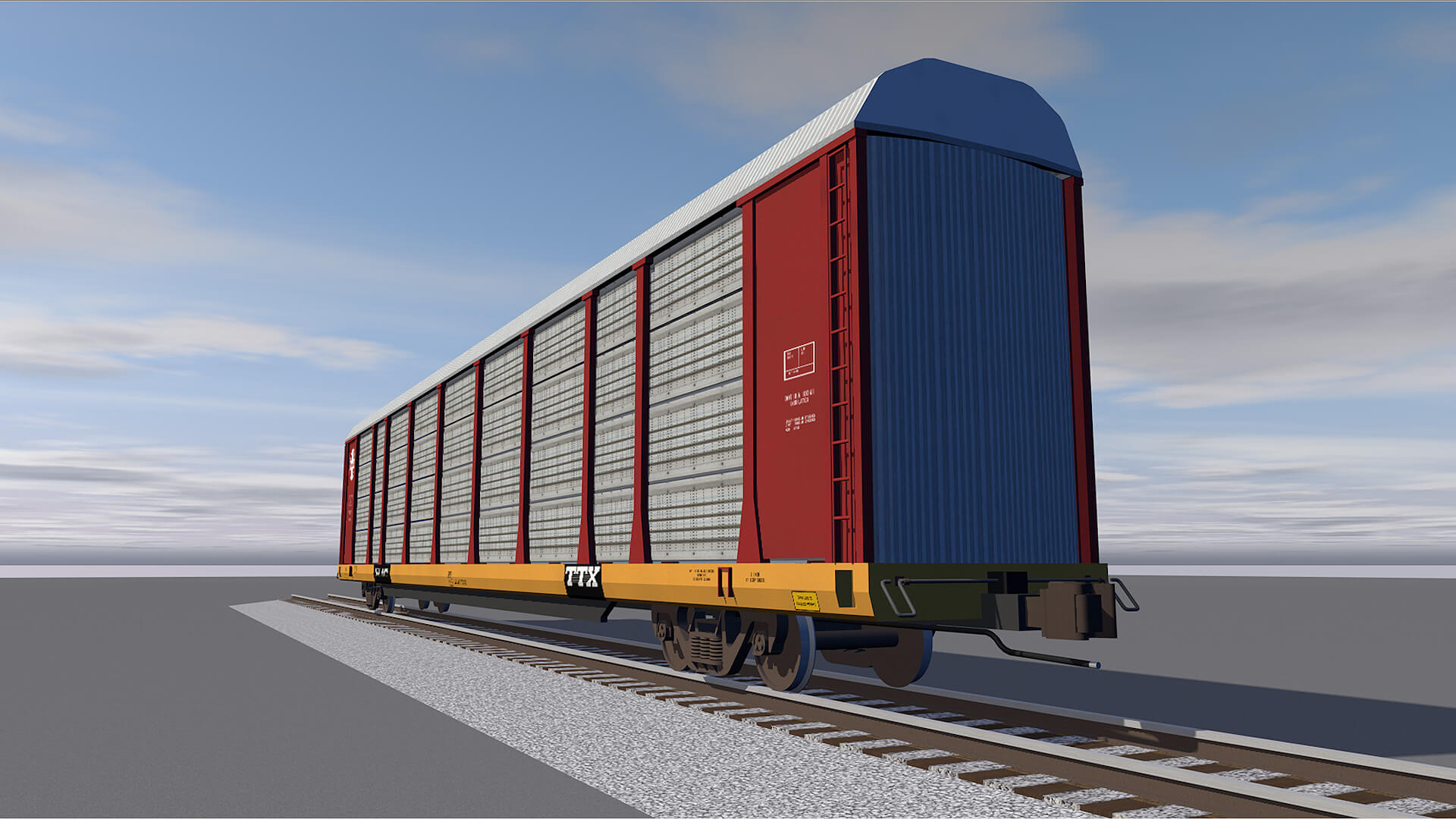 Train Car - Santa FE Autorack - Car Carrier 3D Model by SpiritSwitchboard