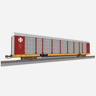 Train Car - Santa FE Autorack - Car Carrier 3D Model by SpiritSwitchboard