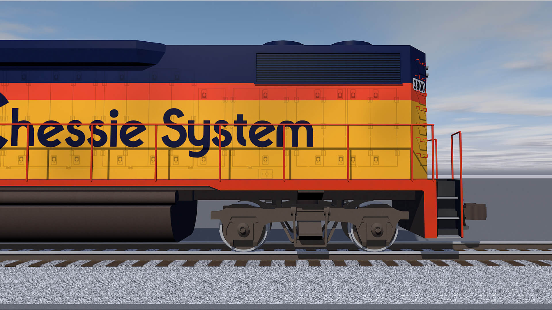 Train Engine - EMD GP38 - Chessie System 3D Model by SpiritSwitchboard