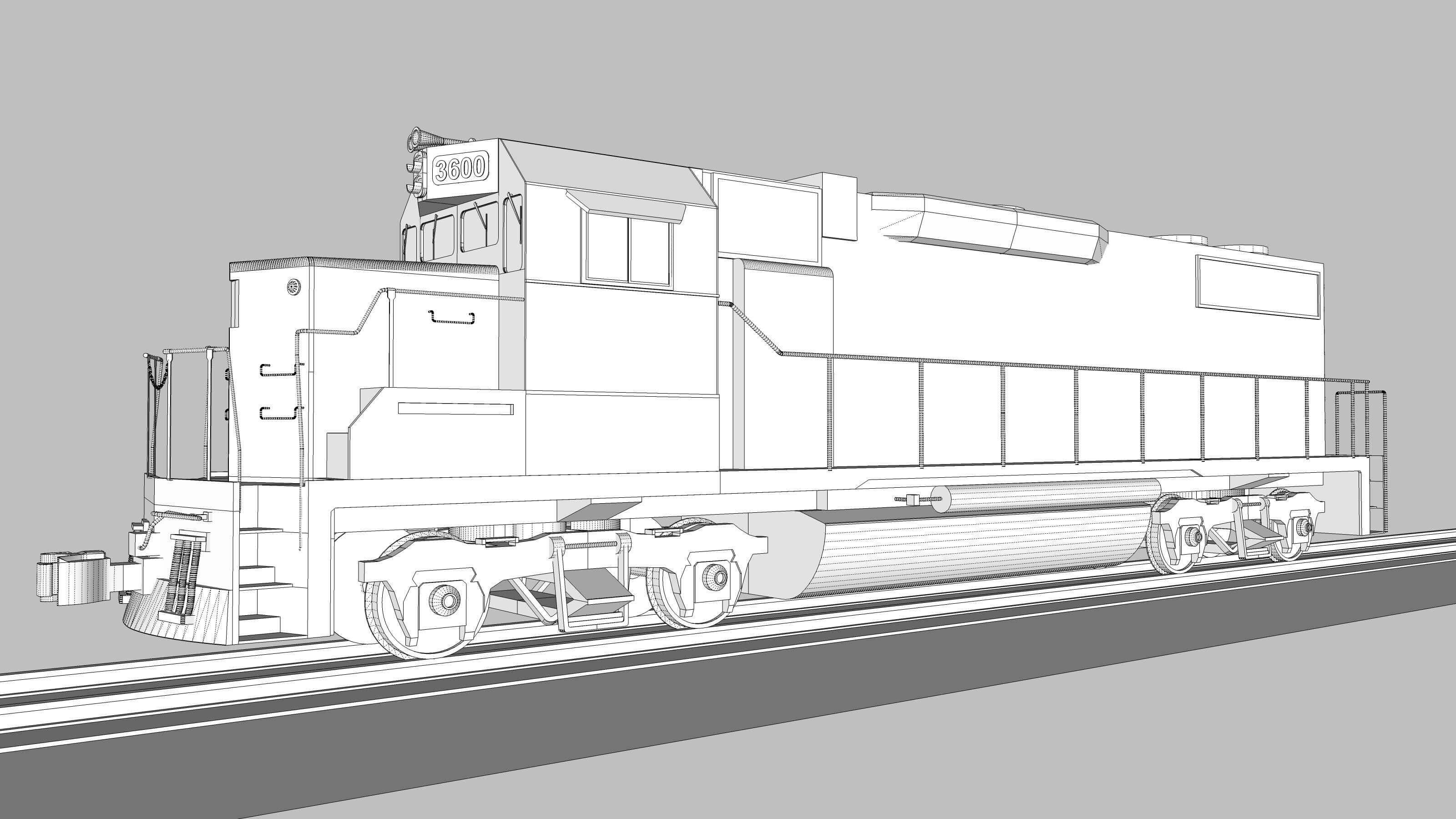 Train Engine - EMD GP38 3D Model by SpiritSwitchboard