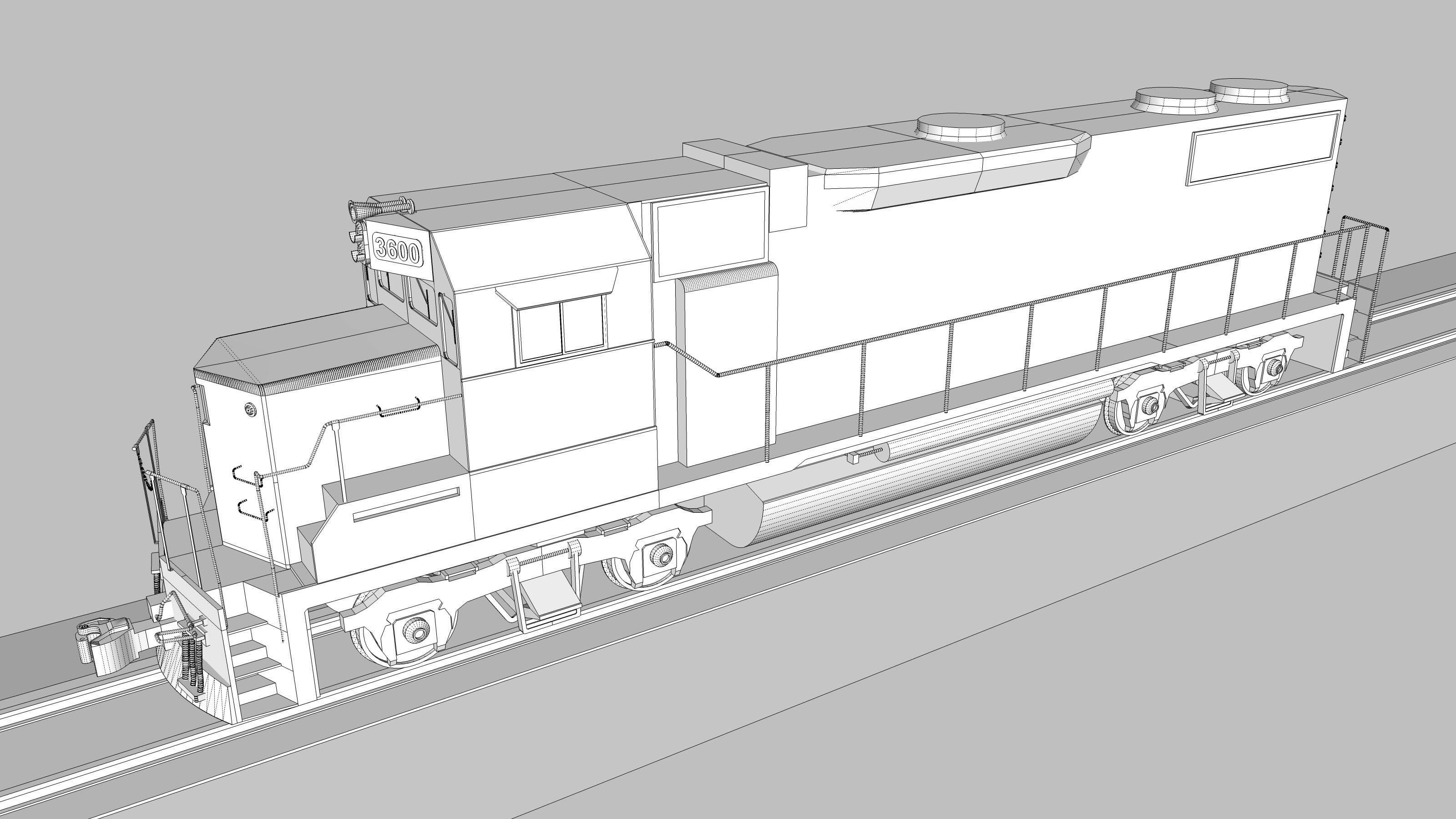 Train Engine - EMD GP38 3D Model by SpiritSwitchboard