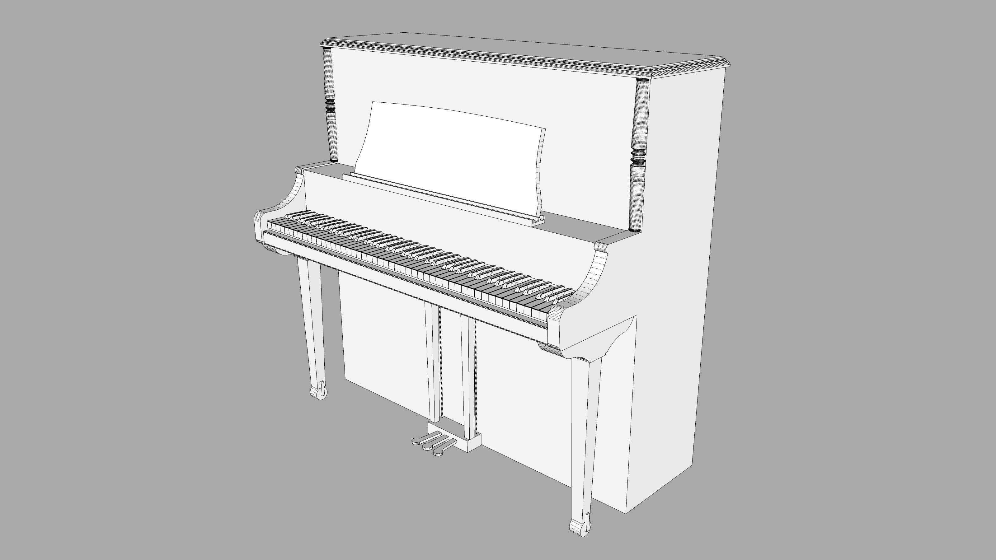 Upright Piano - Dark Wood Finish 3D Model by SpiritSwitchboard