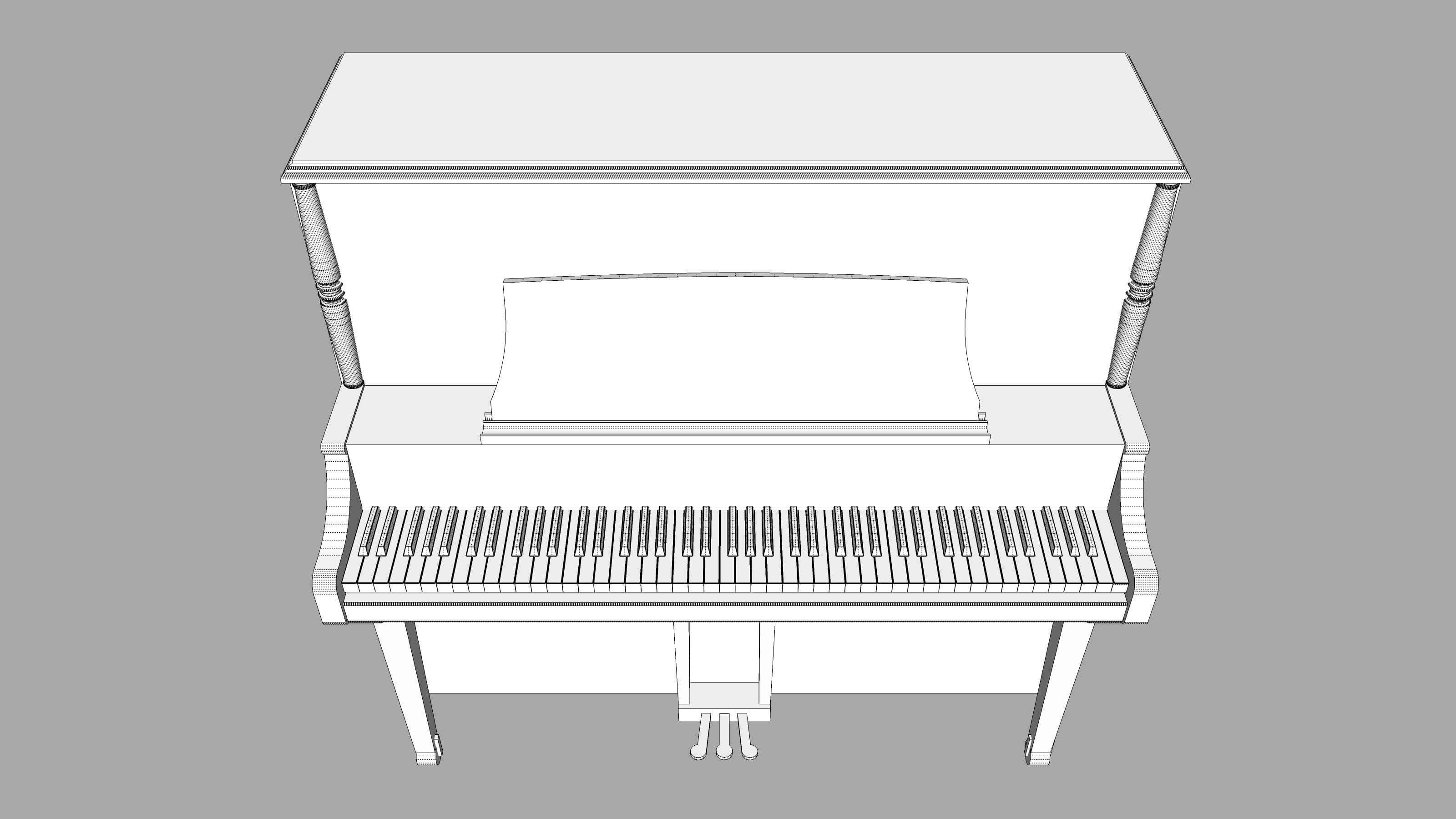 Upright Piano - Dark Wood Finish 3D Model by SpiritSwitchboard