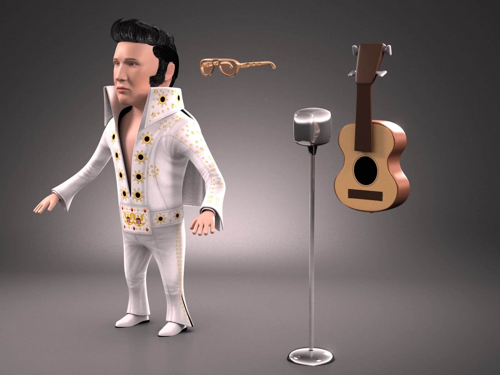 Elvis Presley The King (cartoon) - 3D Model by SQUIR