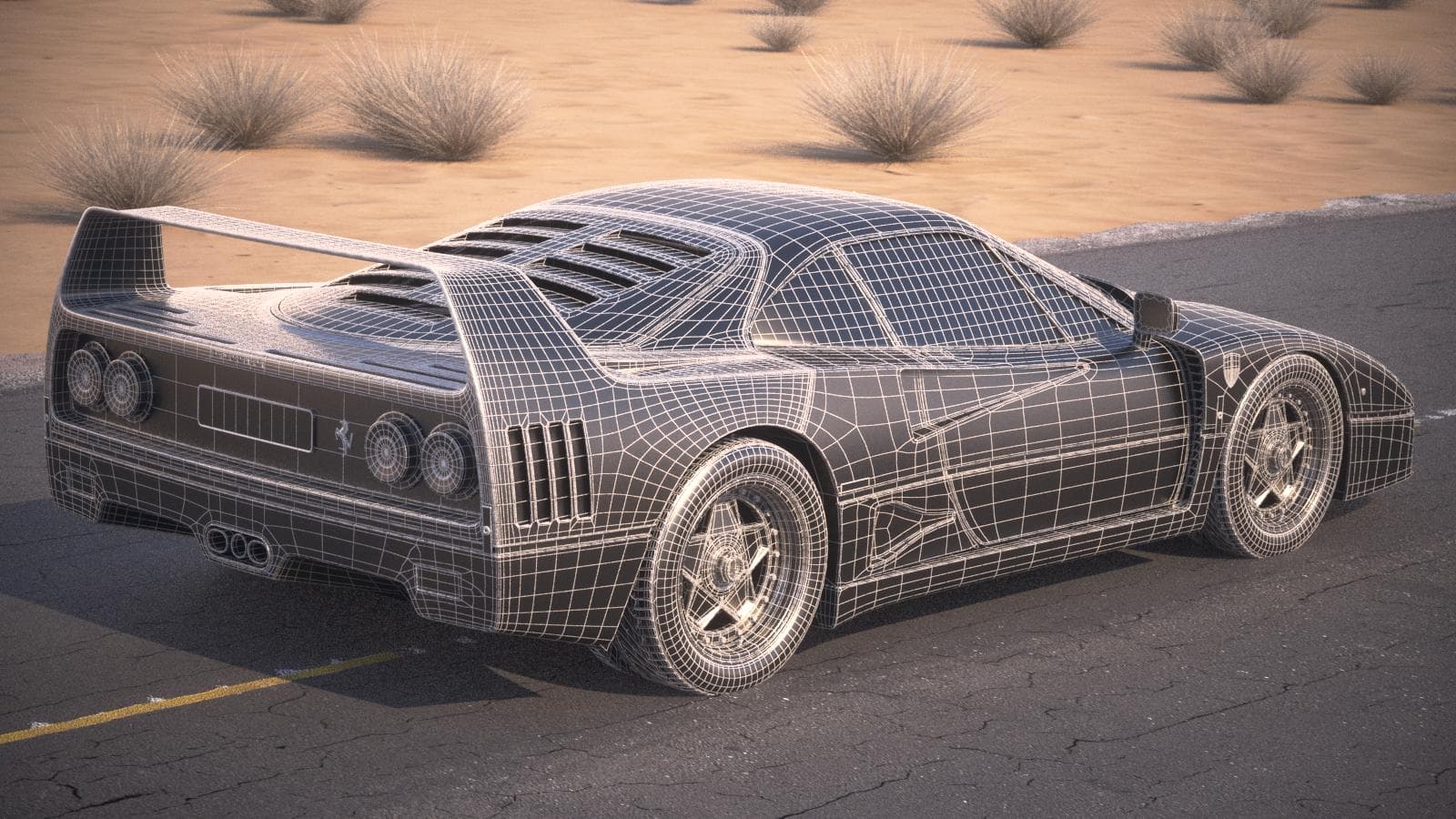 Ferrari F40 1987 (desert studio) - 3D Model by SQUIR