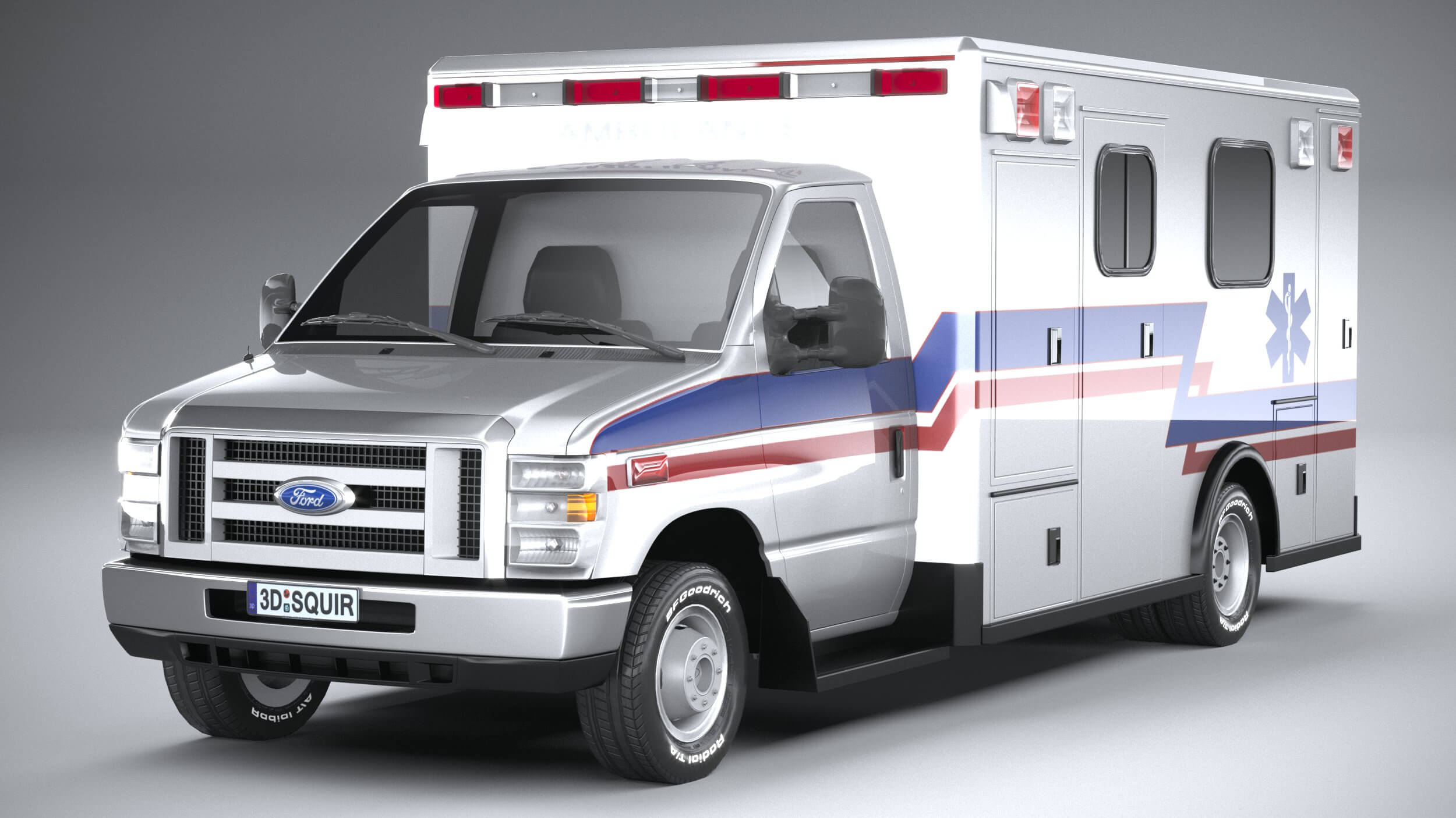 Ford E-450 Ambulance 2011 Low Poly 3D Model by SQUIR