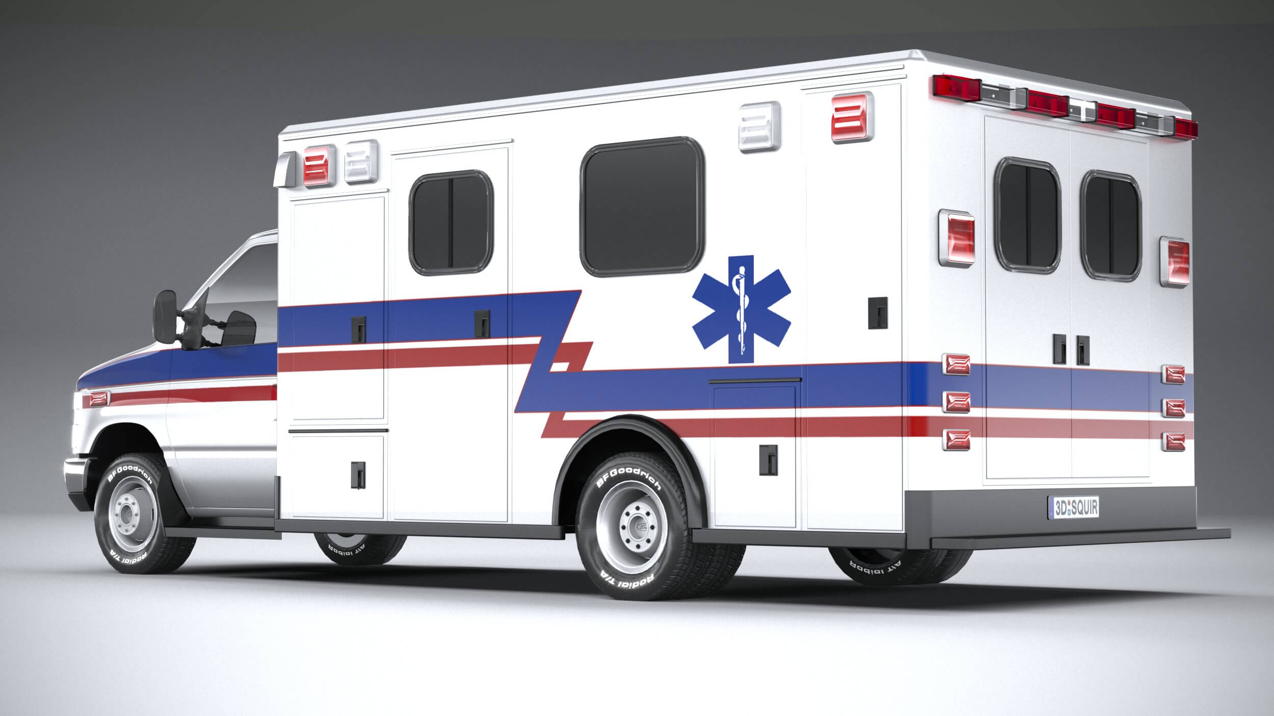 Ford E-450 Ambulance 2011 Low Poly 3D Model by SQUIR