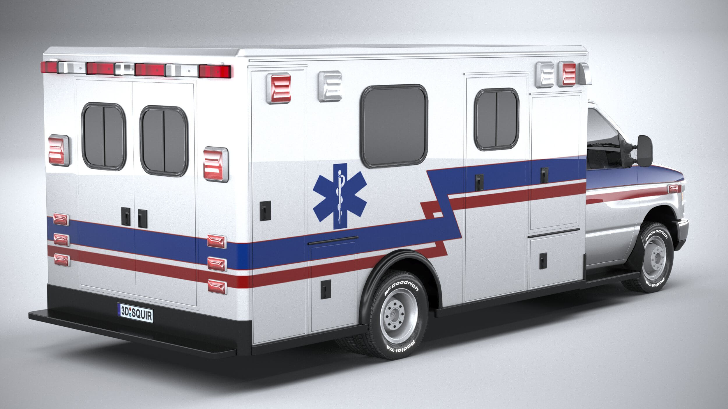 Ford E-450 Ambulance 2011 Low Poly 3D Model by SQUIR