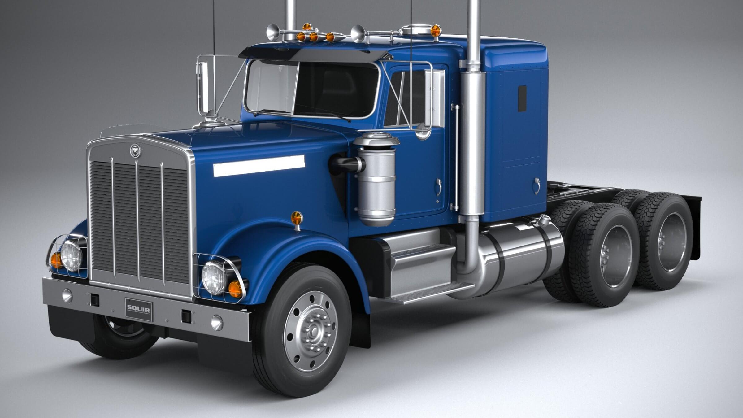 Generic American Semi Truck USA 1980 - 3D Model by SQUIR