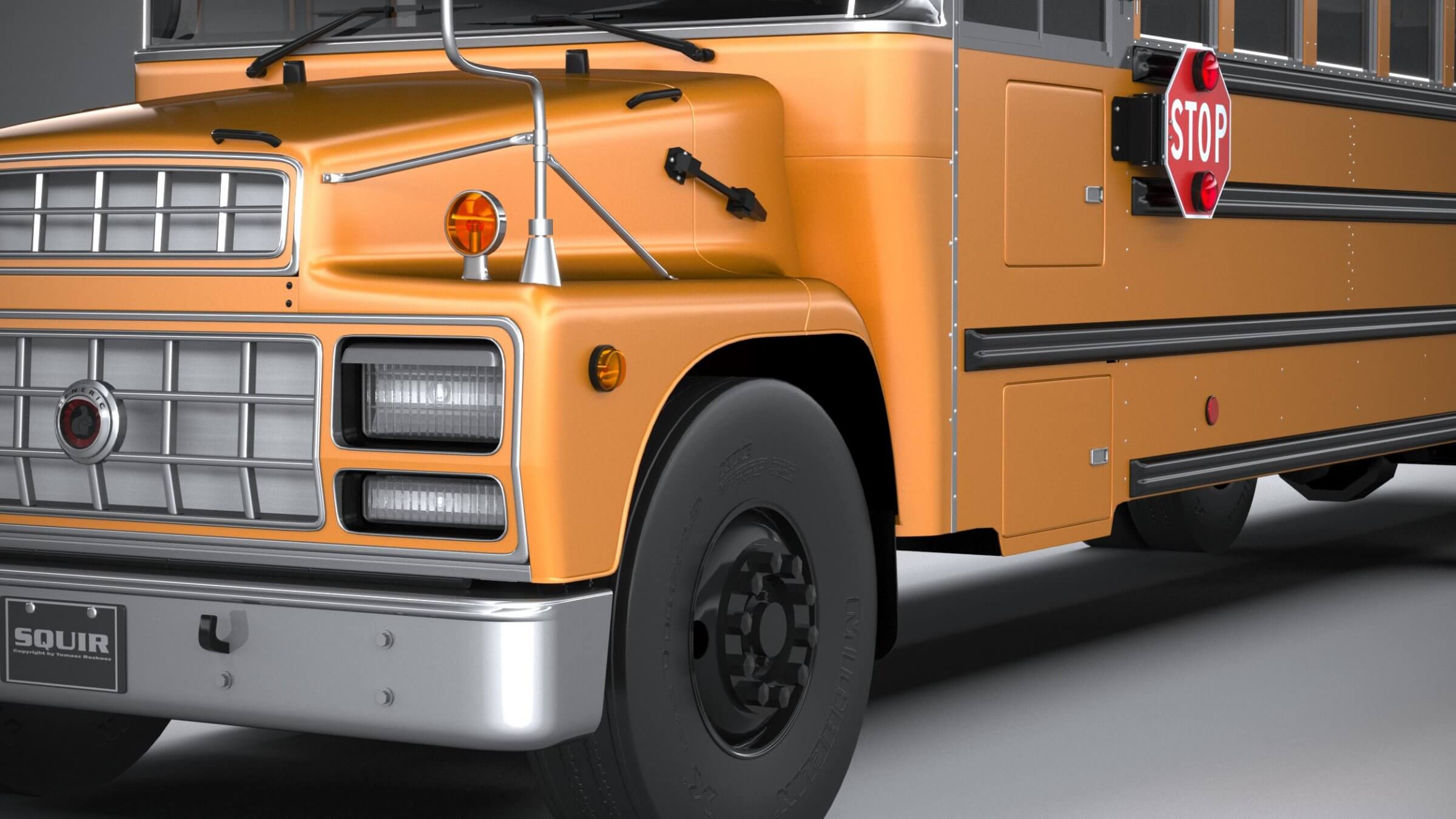 Generic School Bus 1980 - 3D Model by SQUIR