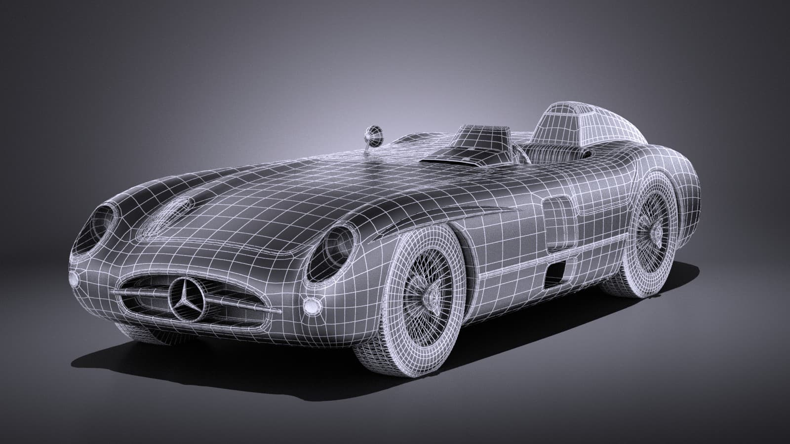 Mercedes-Benz 300 SLR 1955 Spyder (V-Ray) 3D Model by SQUIR