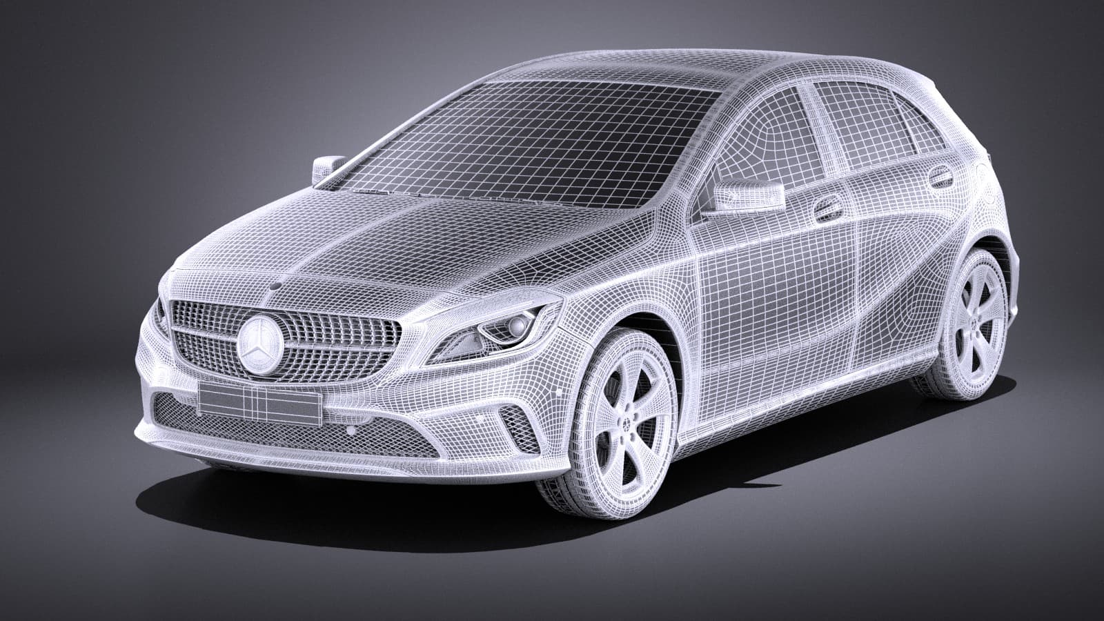 Mercedes-Benz A-Class 2017 (V-Ray) 3D Model by SQUIR