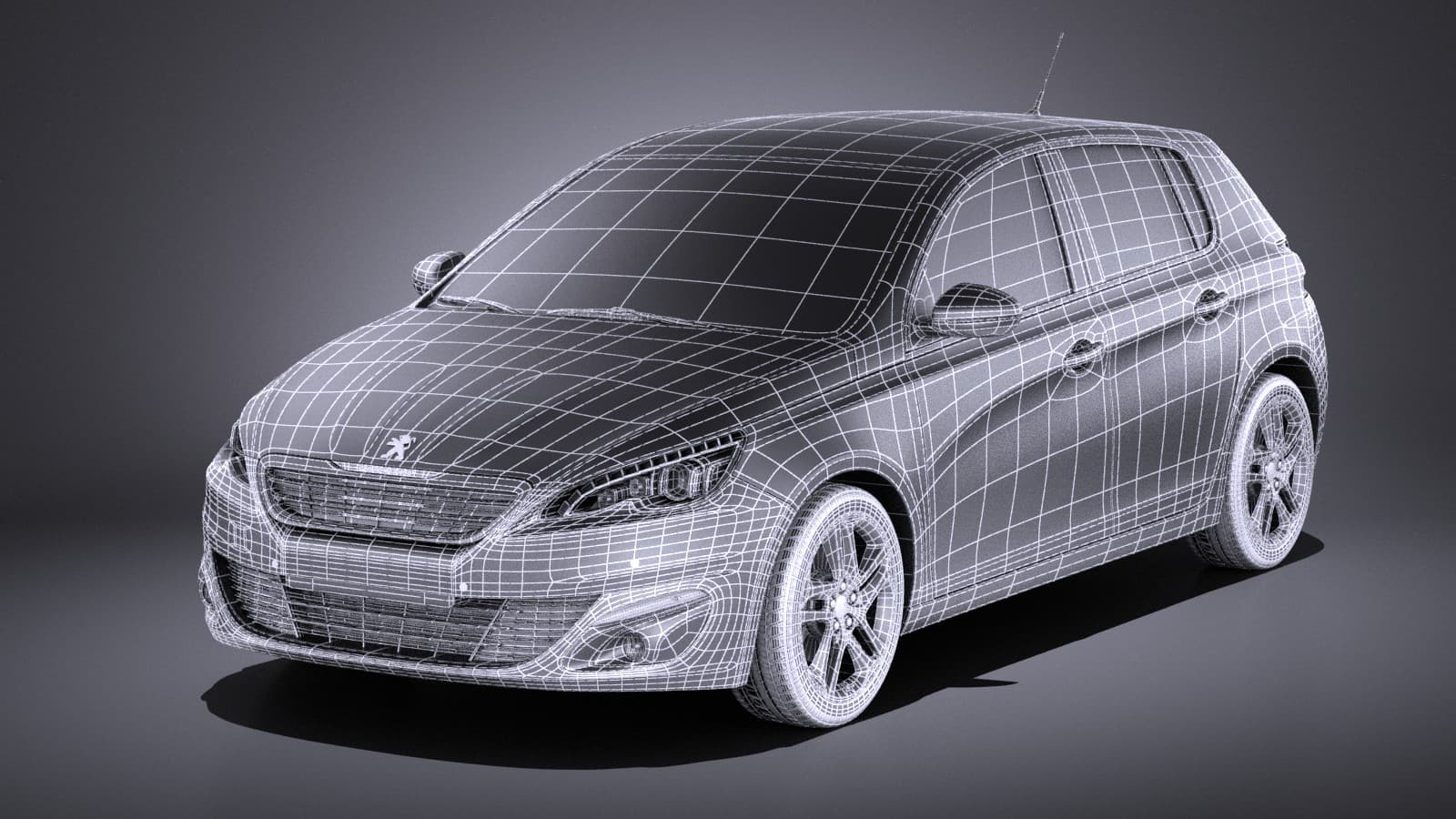 Peugeot 308 2017 (V-Ray) 3D Model by SQUIR