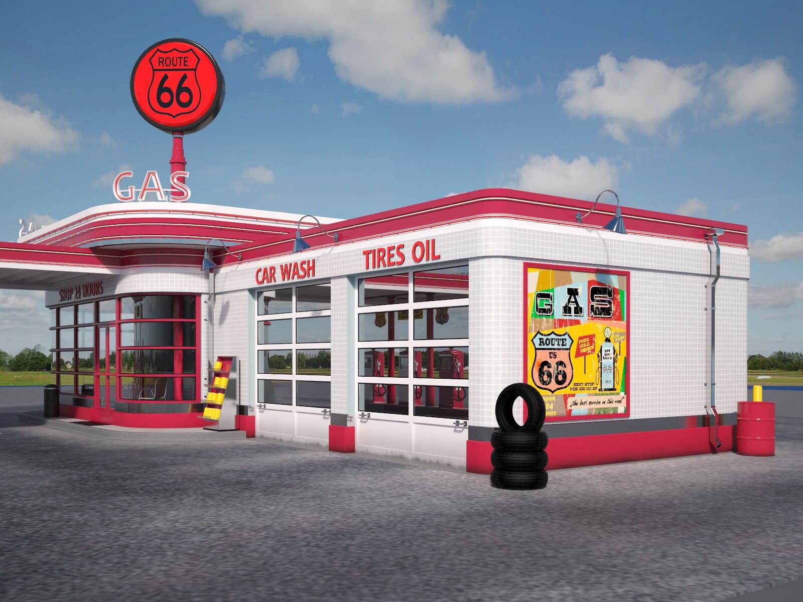 Route 66 Gas Station - 3D Model by SQUIR