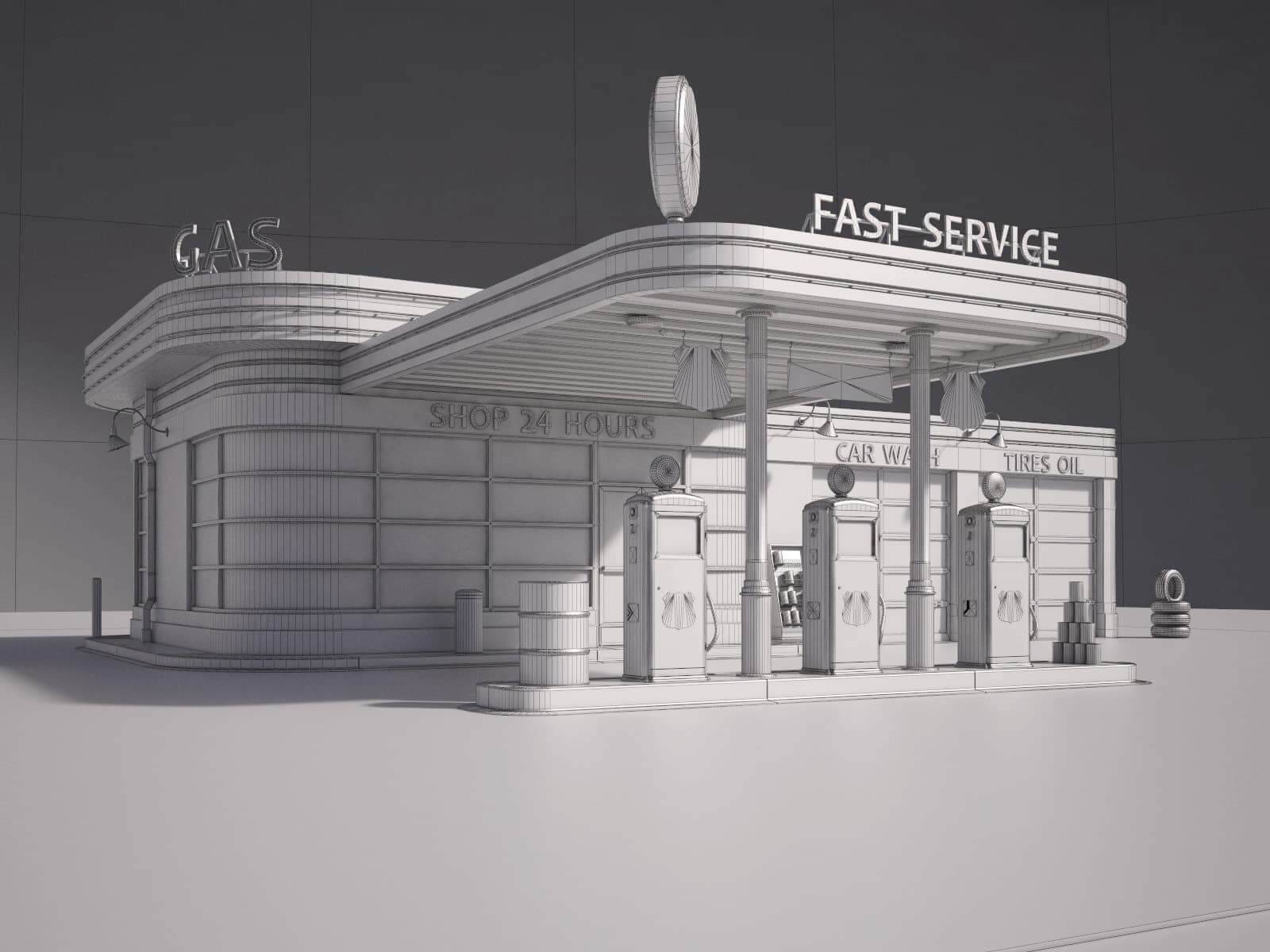 Route 66 Gas Station - 3D Model by SQUIR