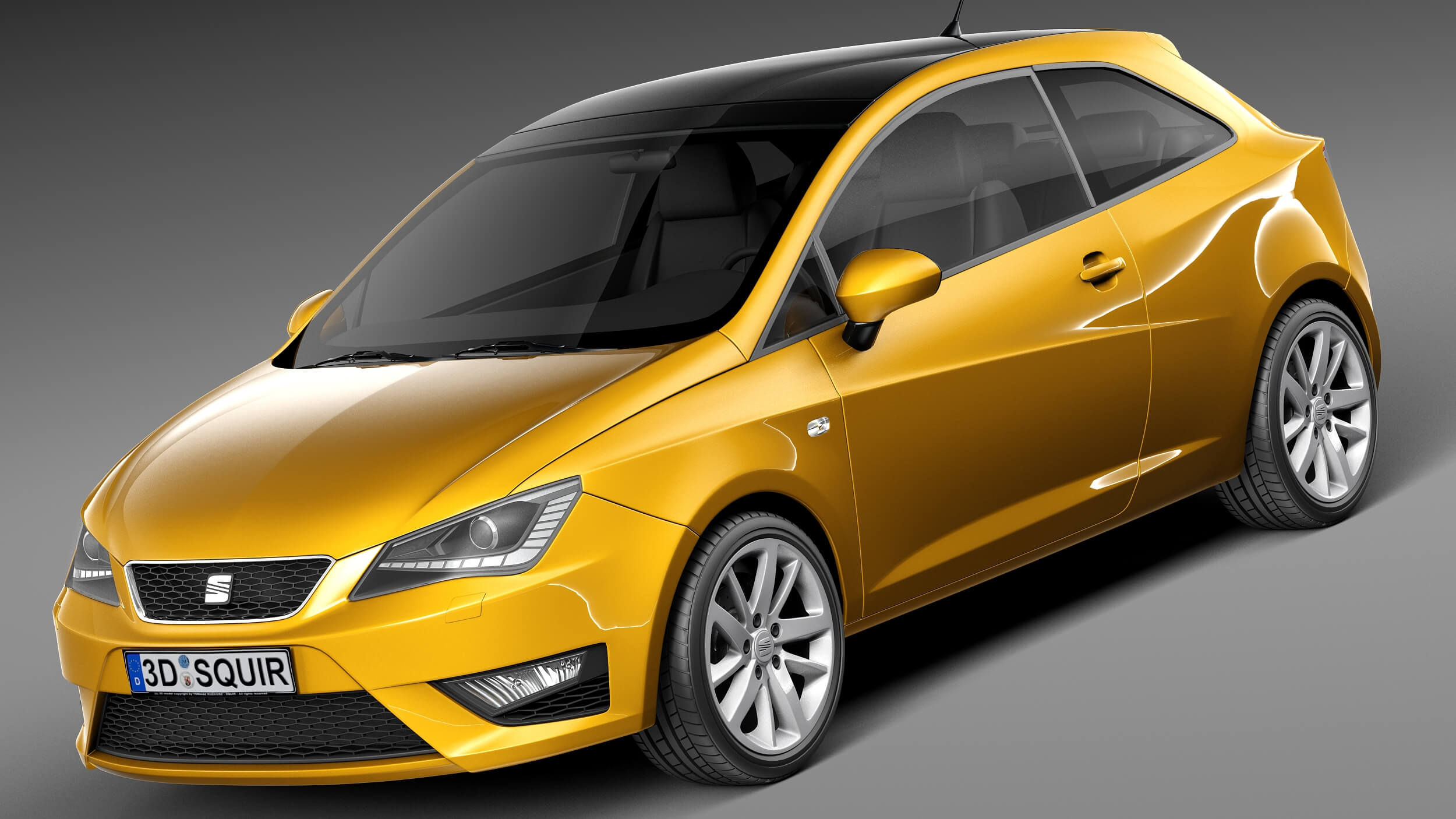 Seat Ibiza 3-Door 2013 3D Model by SQUIR