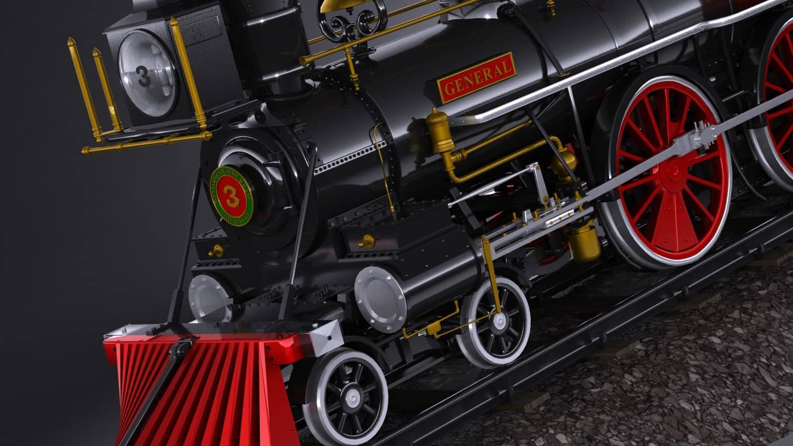 The General 4-4-0 Steam Locomotive 3D Model by SQUIR
