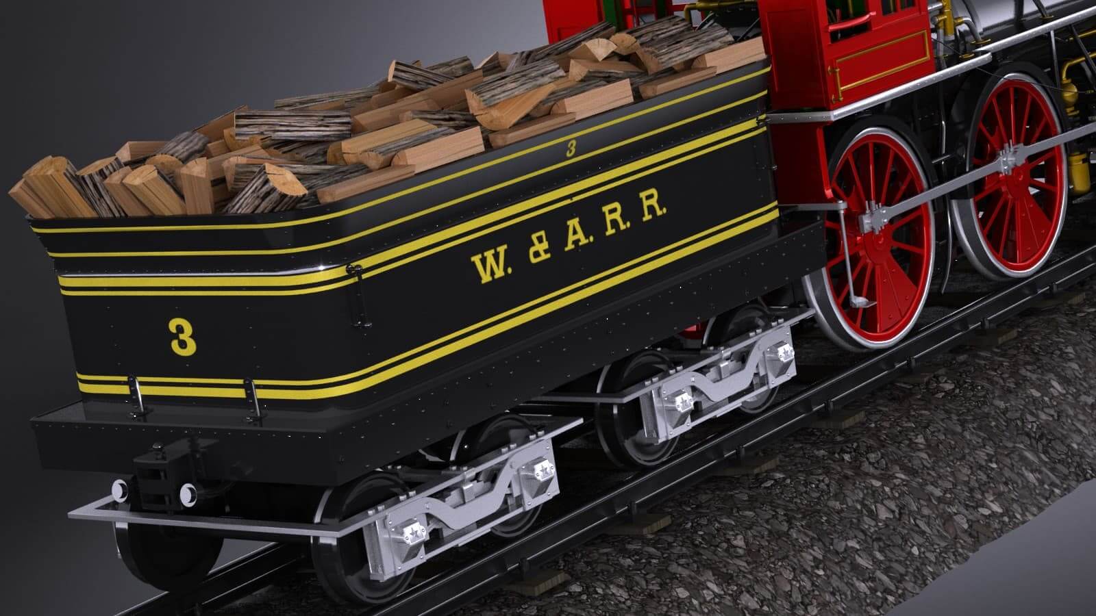 The General 4-4-0 Steam Locomotive 3D Model by SQUIR