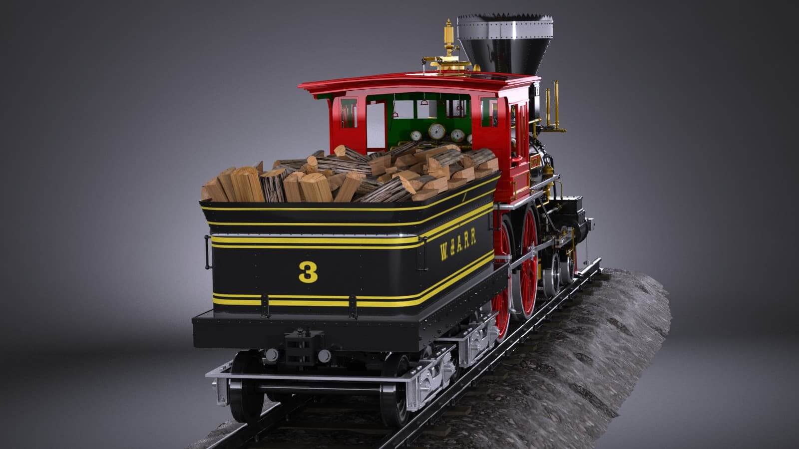 The General 4-4-0 Steam Locomotive 3D Model by SQUIR