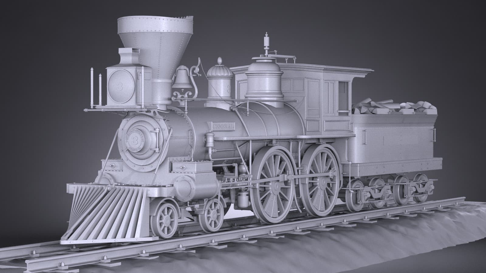The General 4-4-0 Steam Locomotive 3D Model by SQUIR