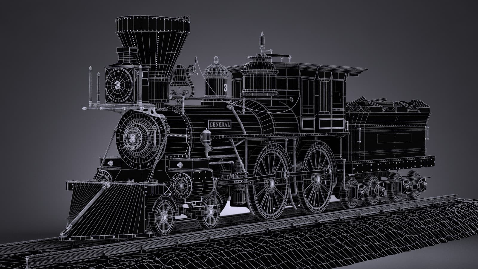 The General 4-4-0 Steam Locomotive 3D Model by SQUIR