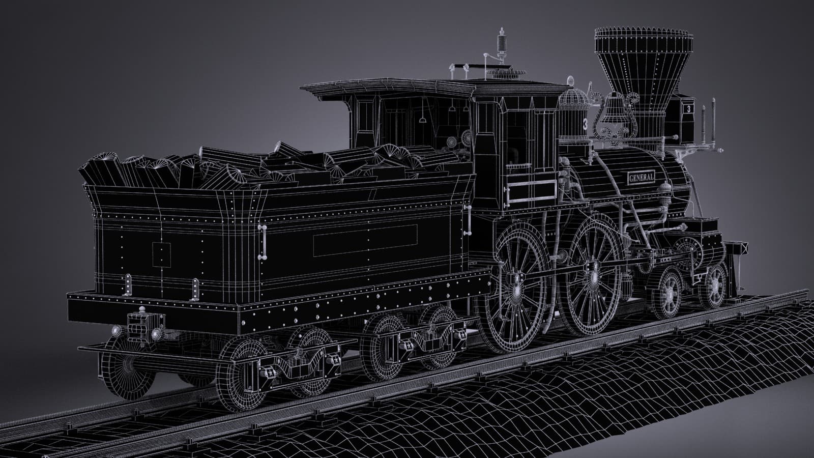 The General 4-4-0 Steam Locomotive 3D Model by SQUIR