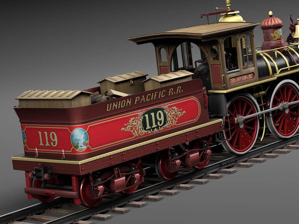 Union Pacific 119 Steam Train 1868 - 3D Model by SQUIR